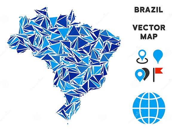 Blue Triangle Brazil Map stock vector. Illustration of combined - 120976913