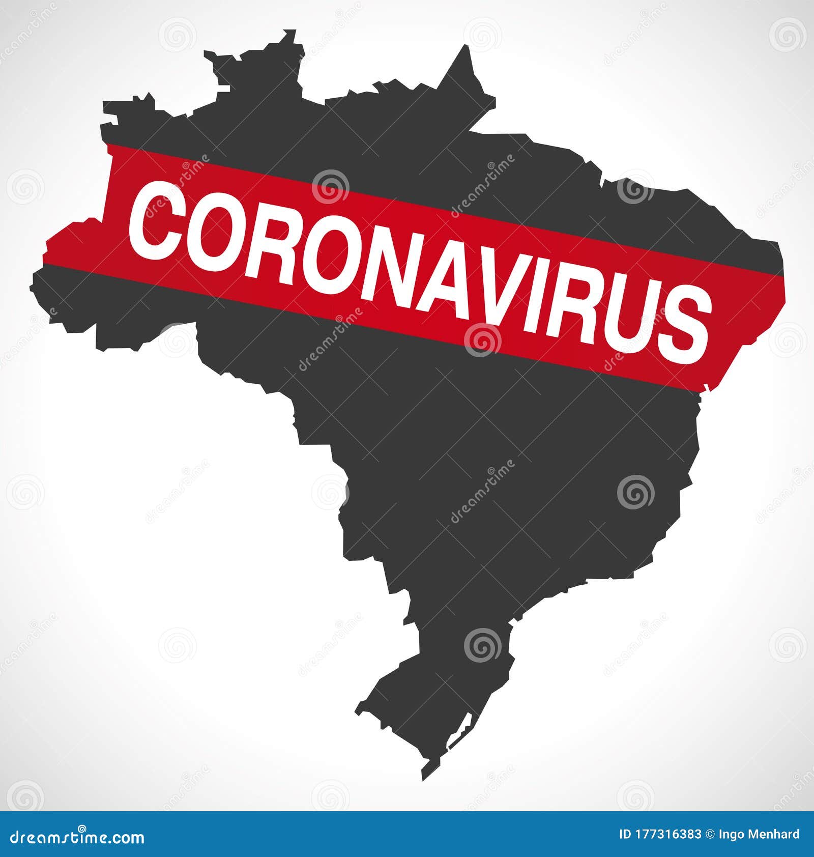 Brazil Map with Coronavirus Warning Illustration Stock Vector ...
