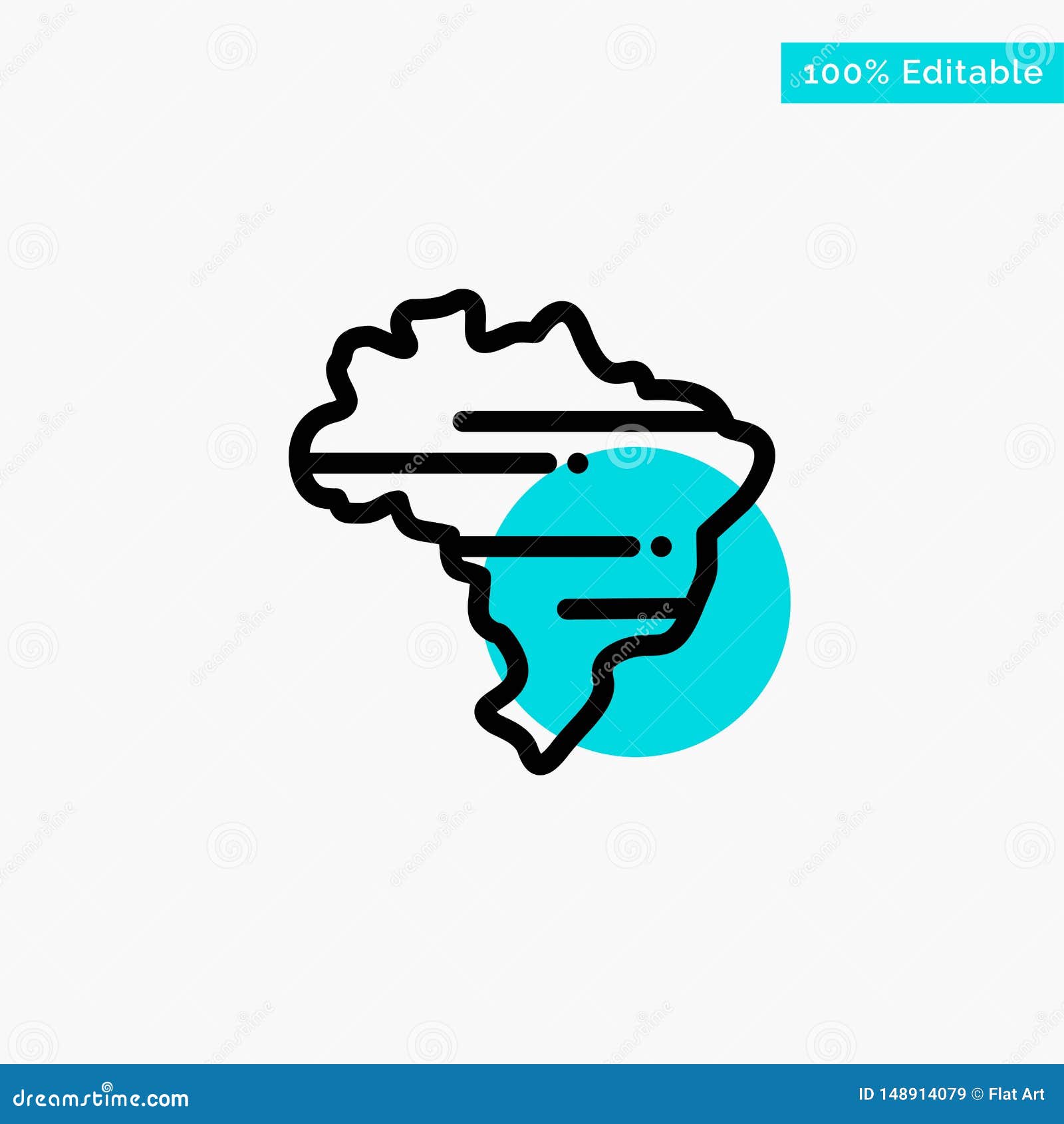 Brazil, Map, Country Turquoise Highlight Circle Point Vector Icon Stock ...