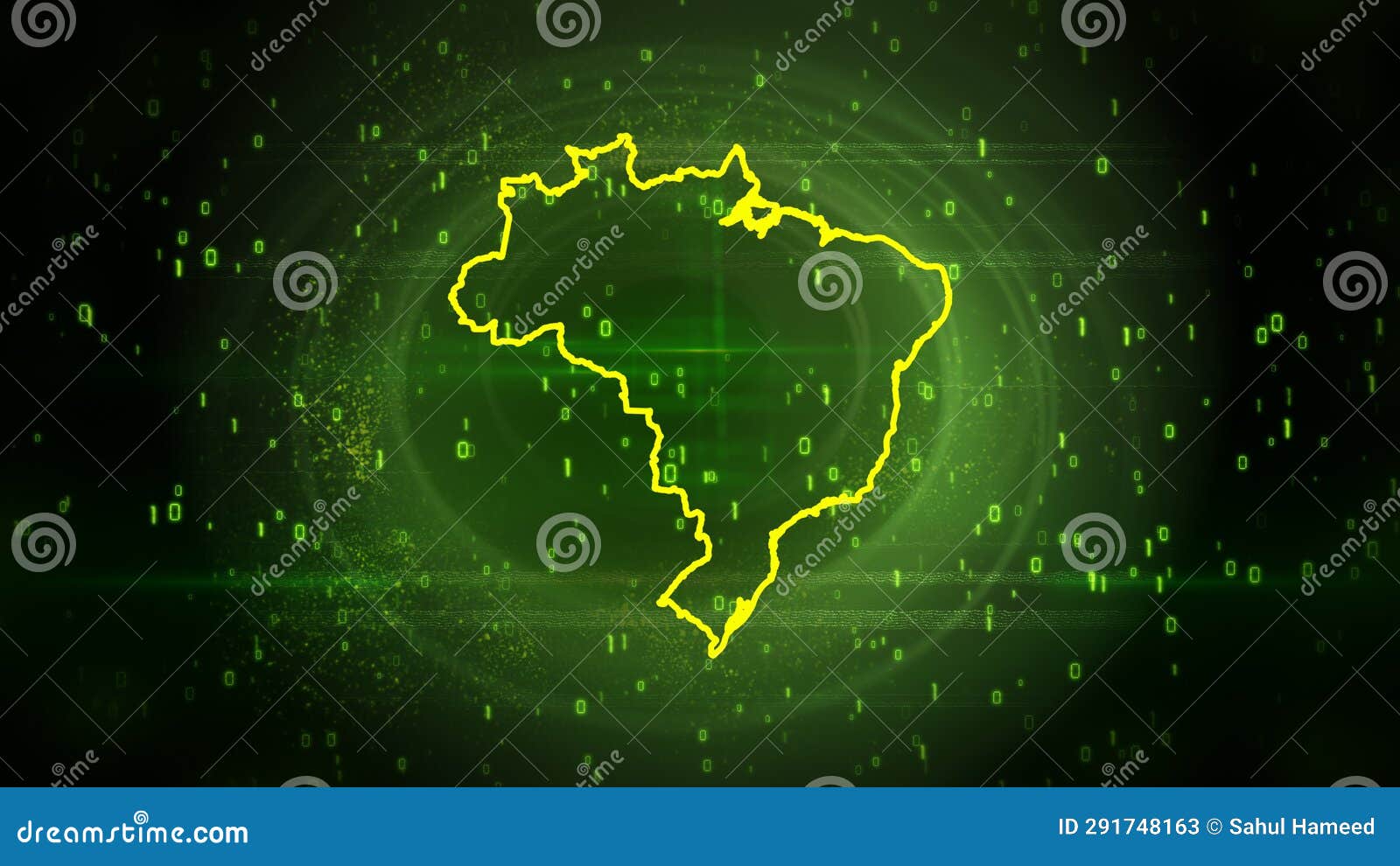 Brazil Map on Digital Background Stock Illustration - Illustration of ...