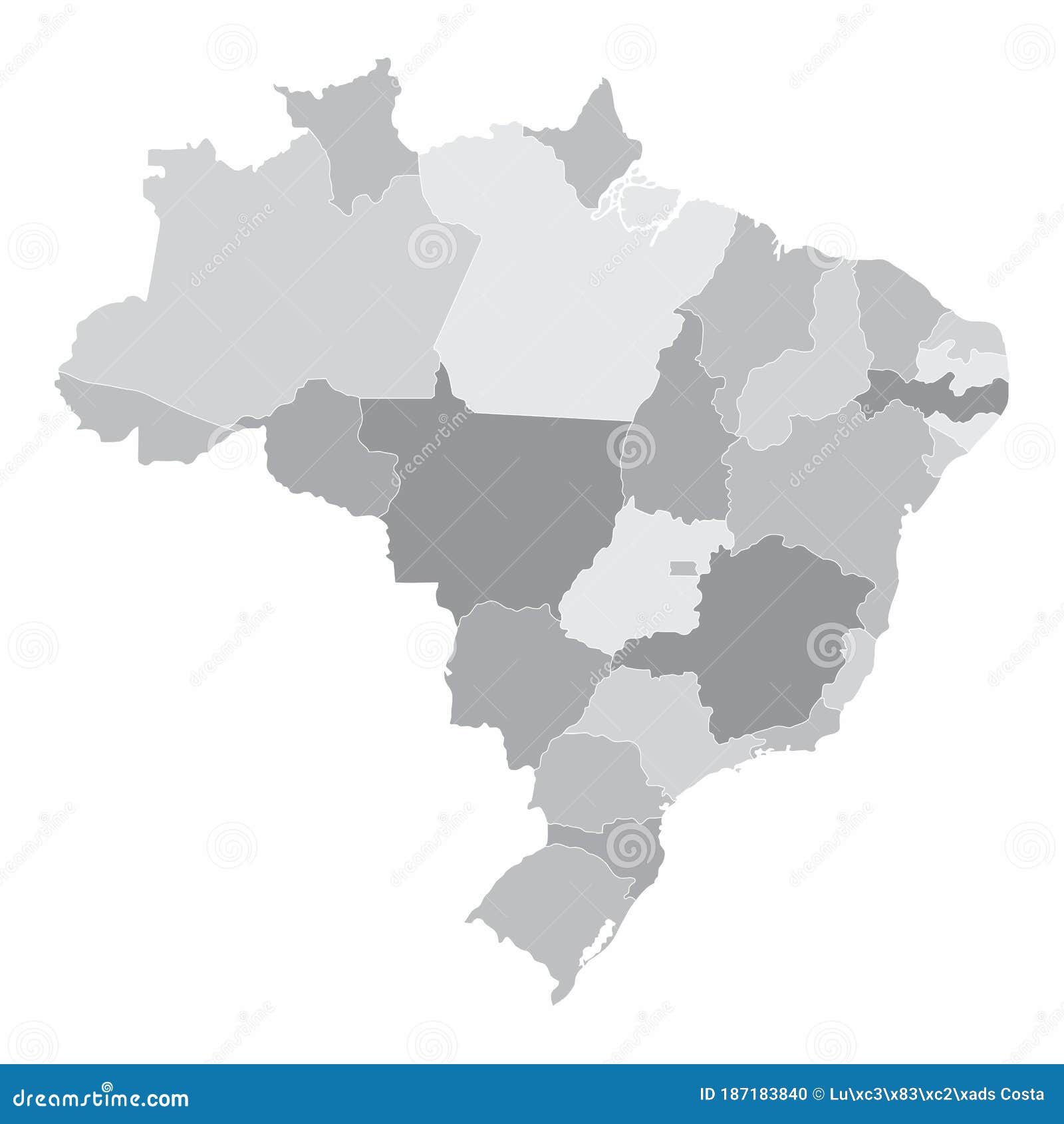 Brazil states map stock illustration. Illustration of districts - 187183840