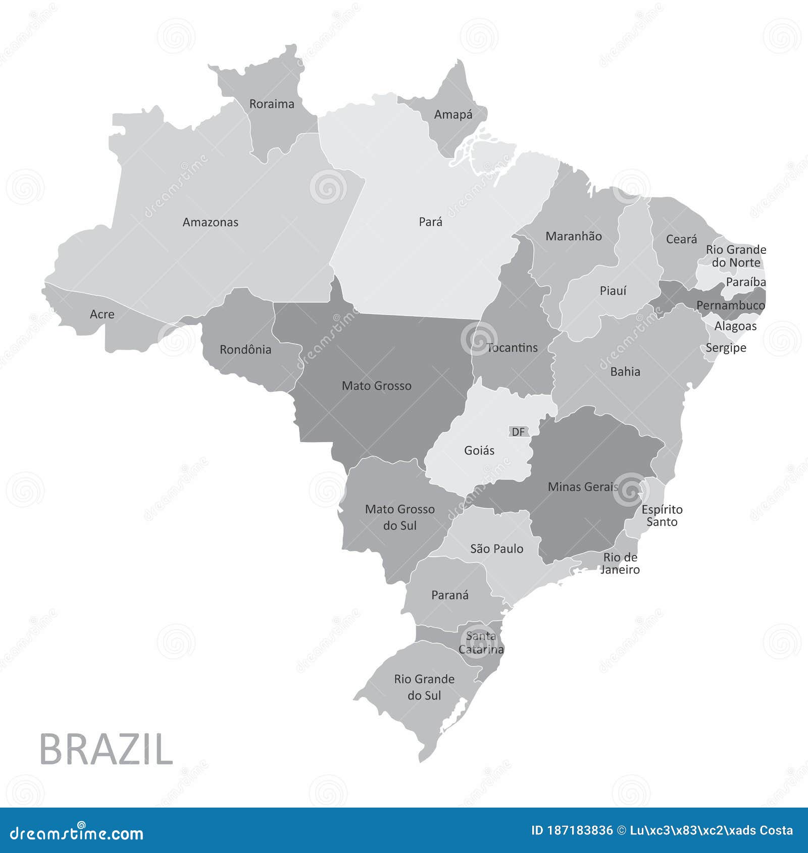 Brazil States map stock illustration. Illustration of celebration ...