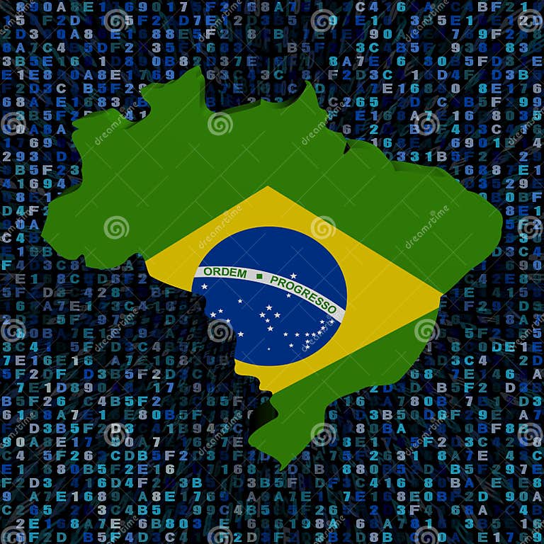 Brazil Map Flag on Hex Code Illustration Stock Illustration ...