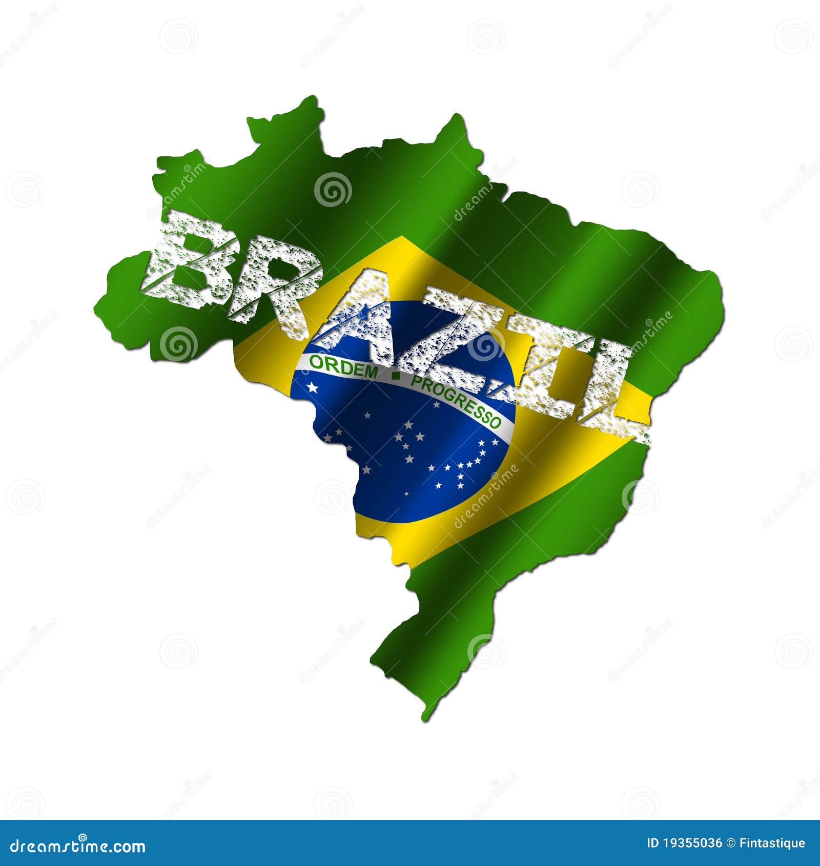 Brazil Map Flag with Grunge Text Stock Illustration - Illustration of ...