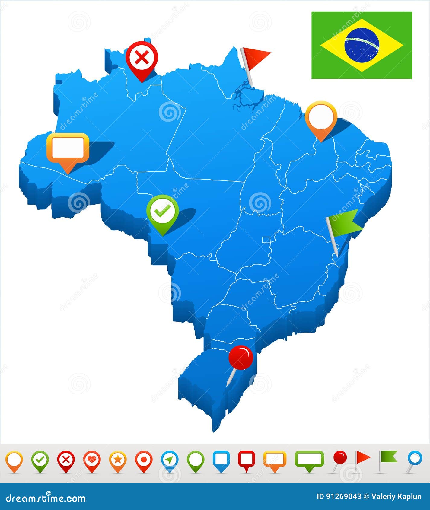 Brazil - Map and Flag - Illustration Stock Illustration - Illustration ...