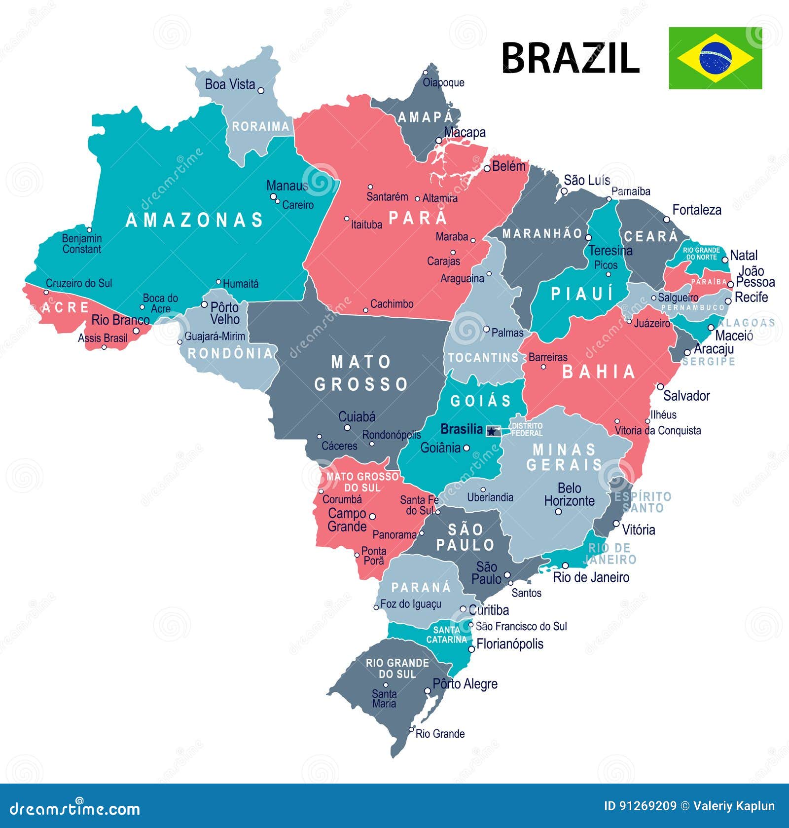 Brazil - Map and Flag - Illustration Stock Illustration - Illustration ...