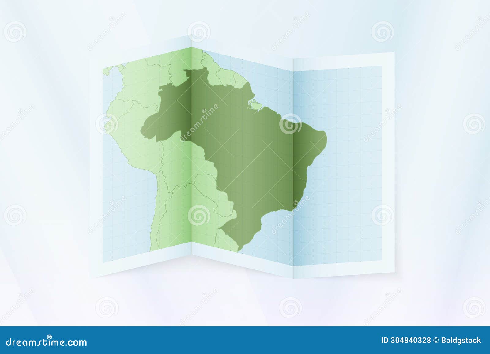 Brazil Map, Folded Paper with Brazil Map Stock Vector - Illustration of ...