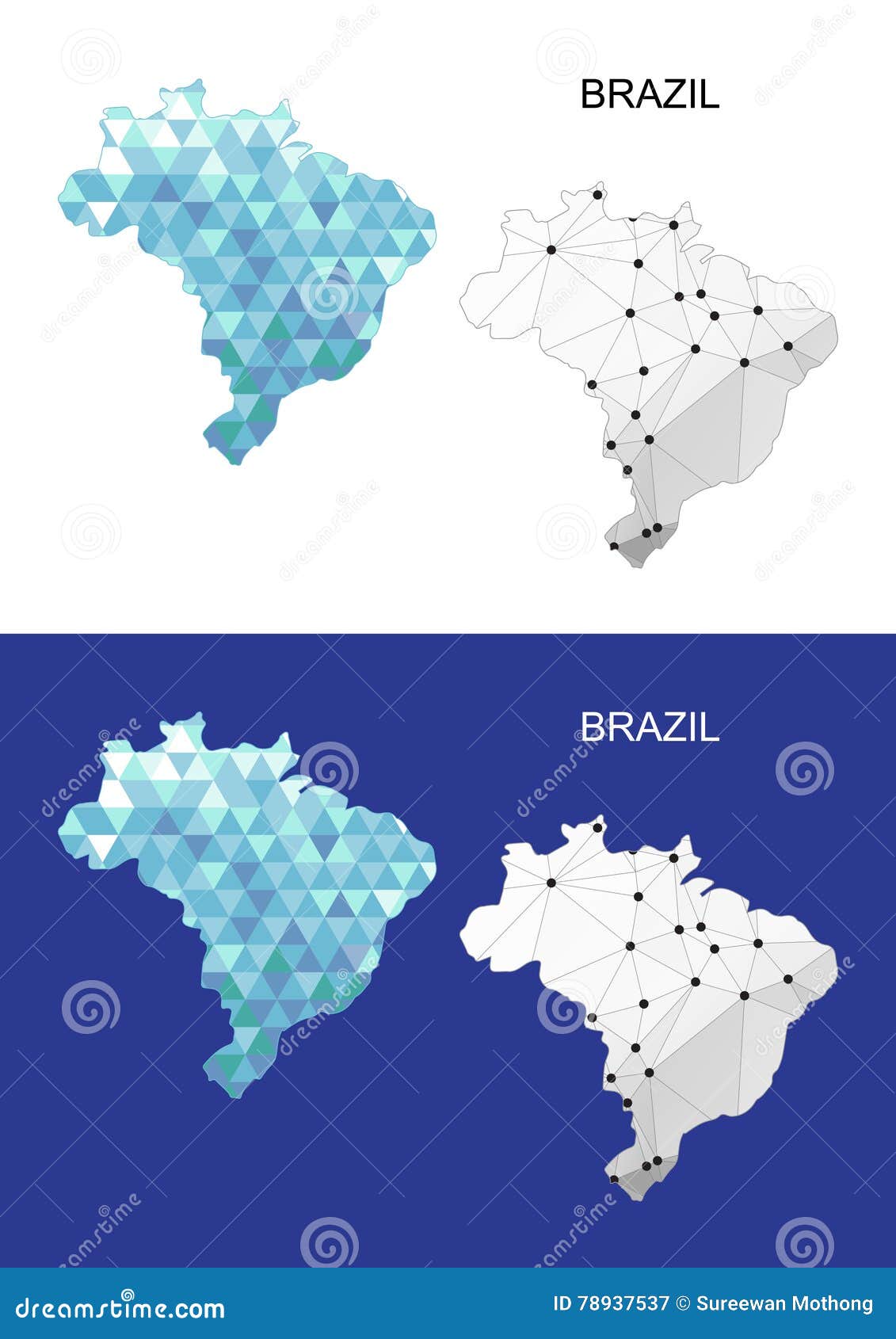 Brazil Map in Geometric Polygonal Style. Abstract Gems Triangle. Stock ...