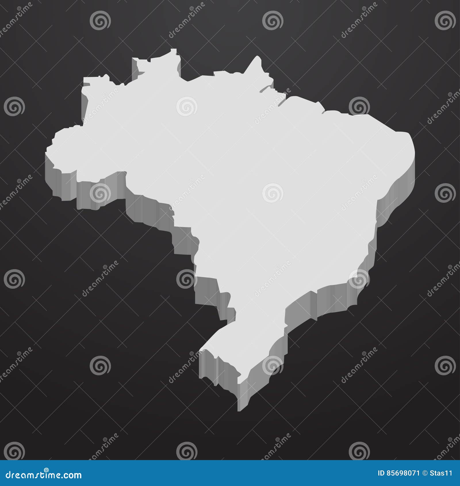 Brazil Map in Gray on a Black Background 3d Stock Vector - Illustration ...