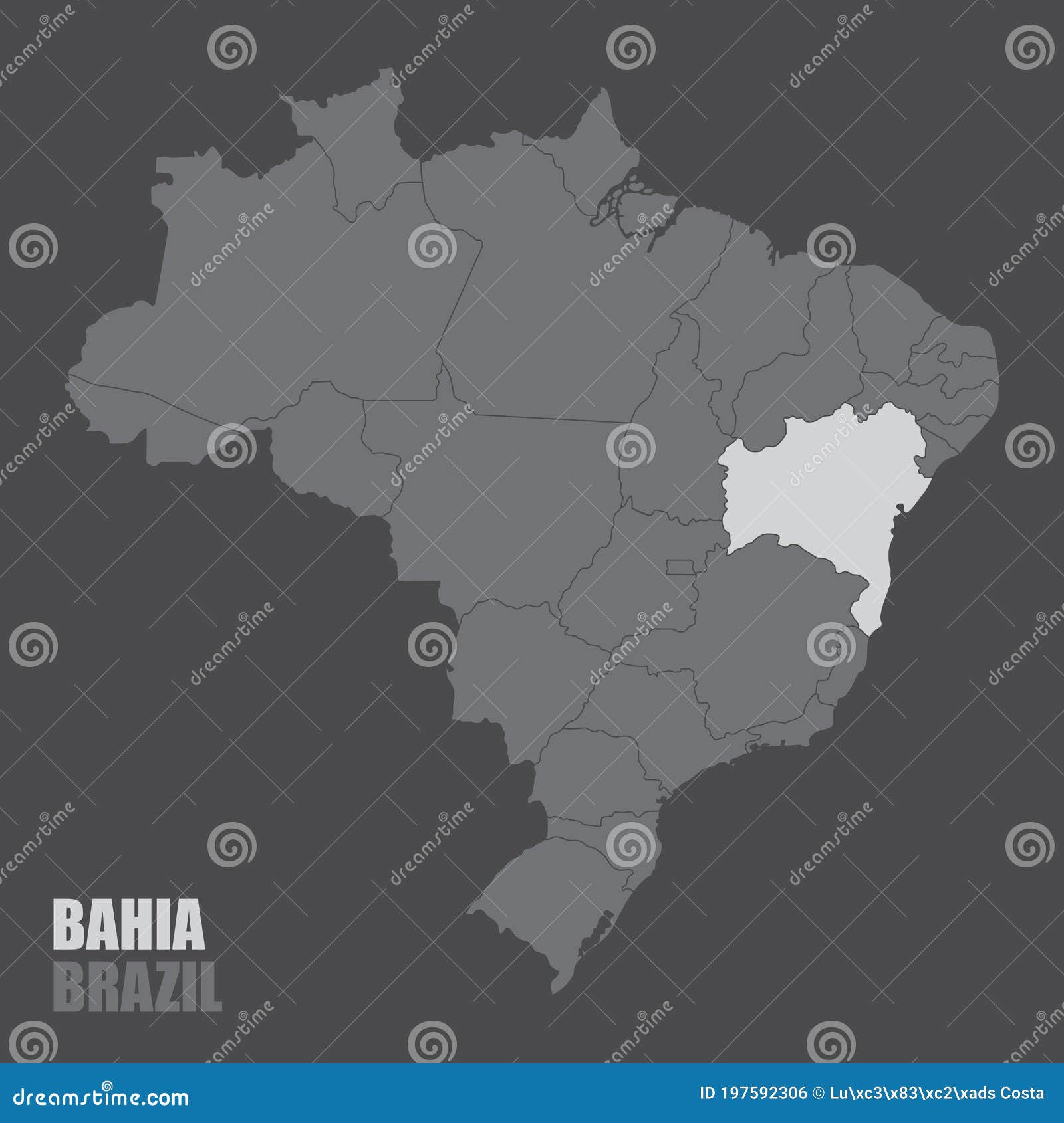 Brazil Bahia map stock illustration. Illustration of vector - 197592306