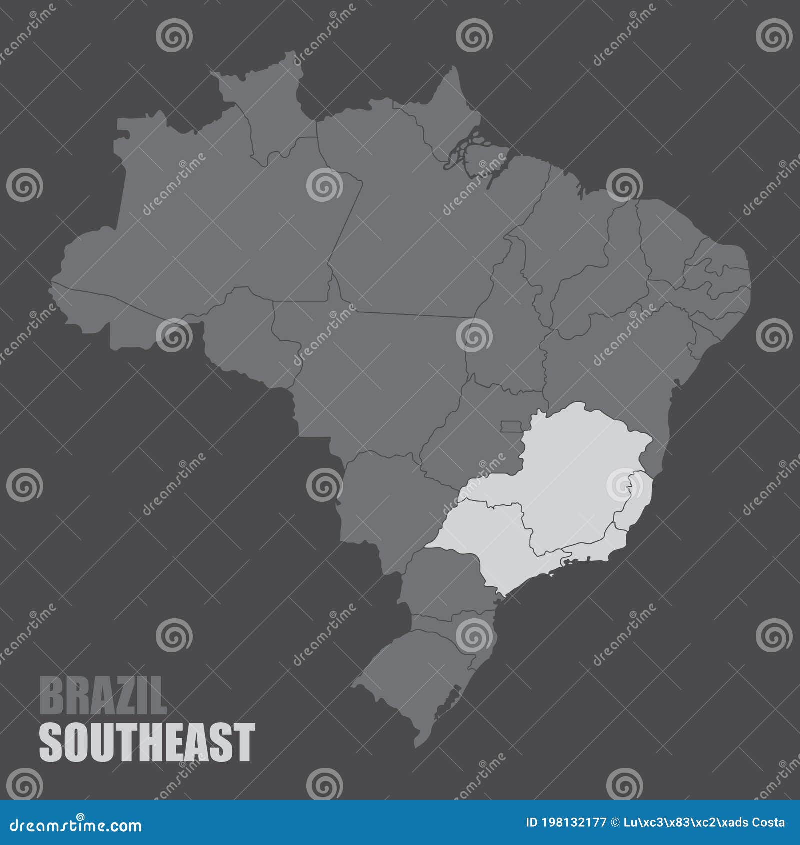 Brazil Southeast Region Map Stock Illustration - Illustration of ...