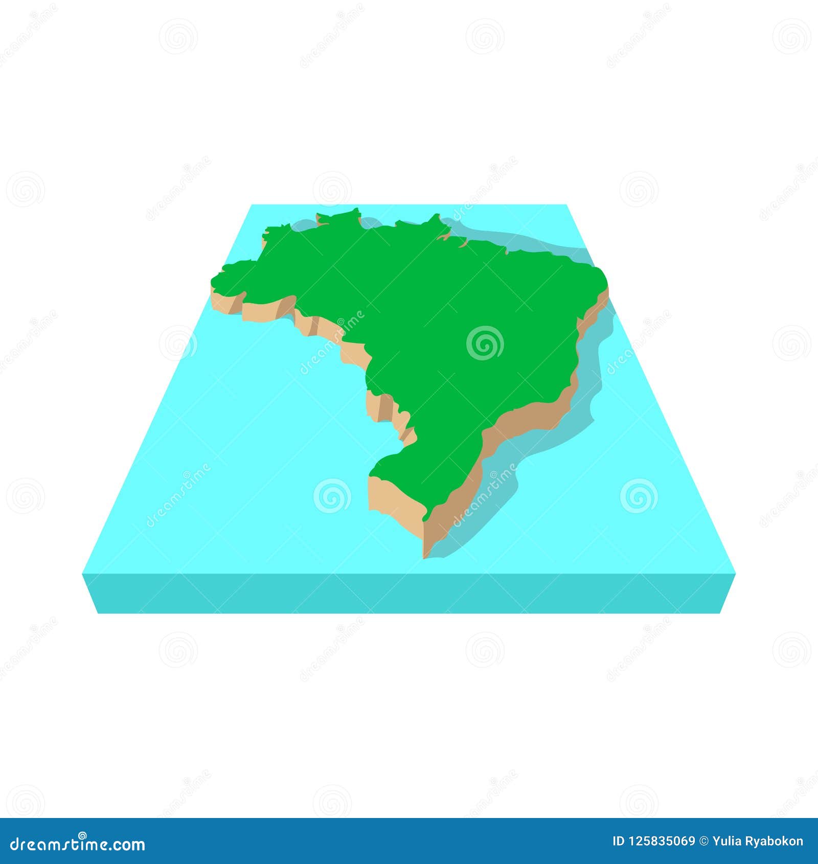 Brazil Map Icon, Cartoon Style Stock Illustration - Illustration of ...