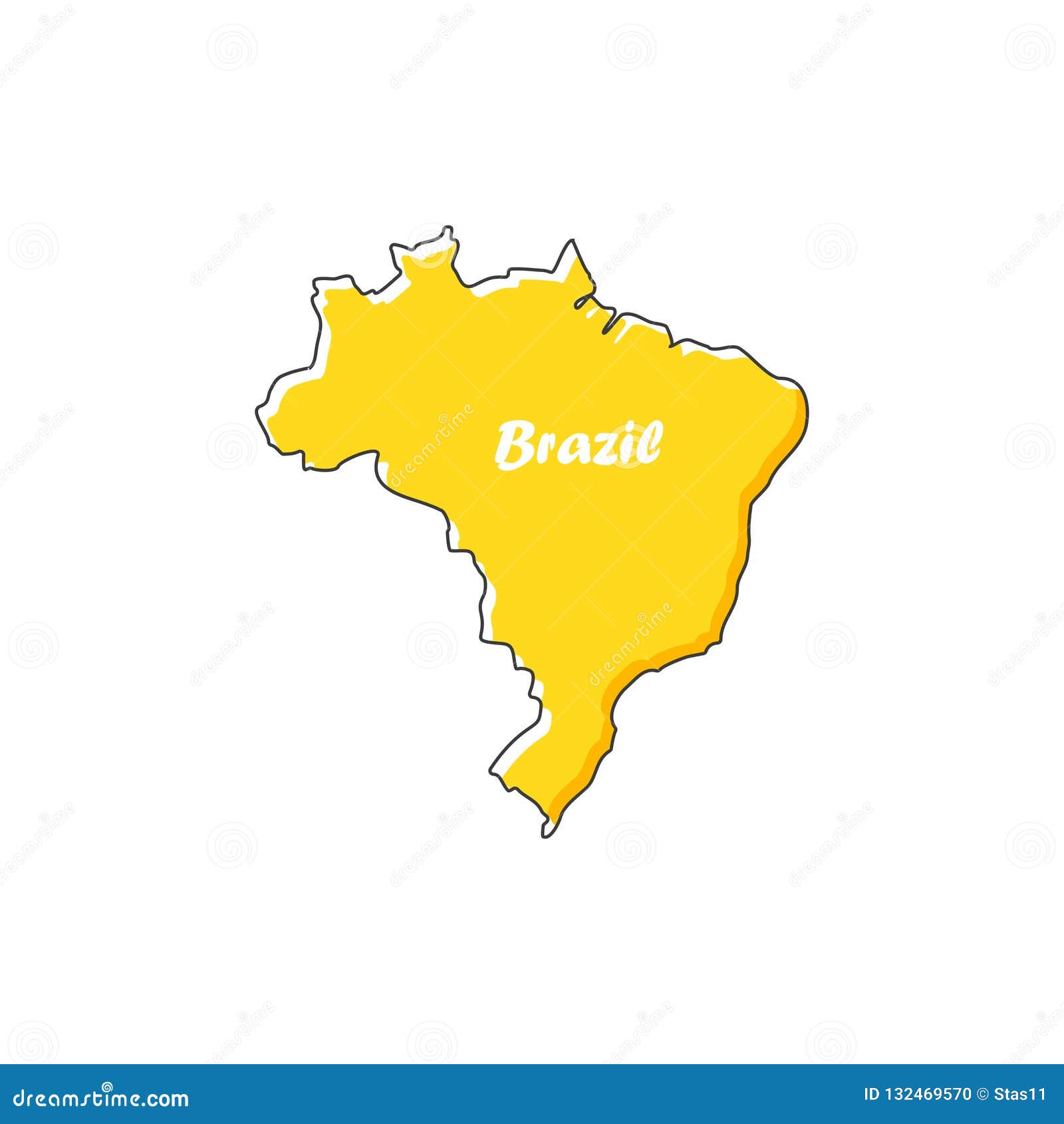 Brazil Map Icon in a Flat Design. Vector Illustration Stock Vector ...