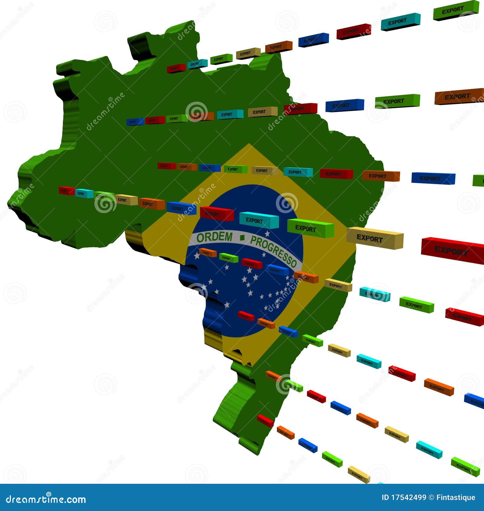 Brazil Map with Lines of Containers Stock Illustration - Illustration ...