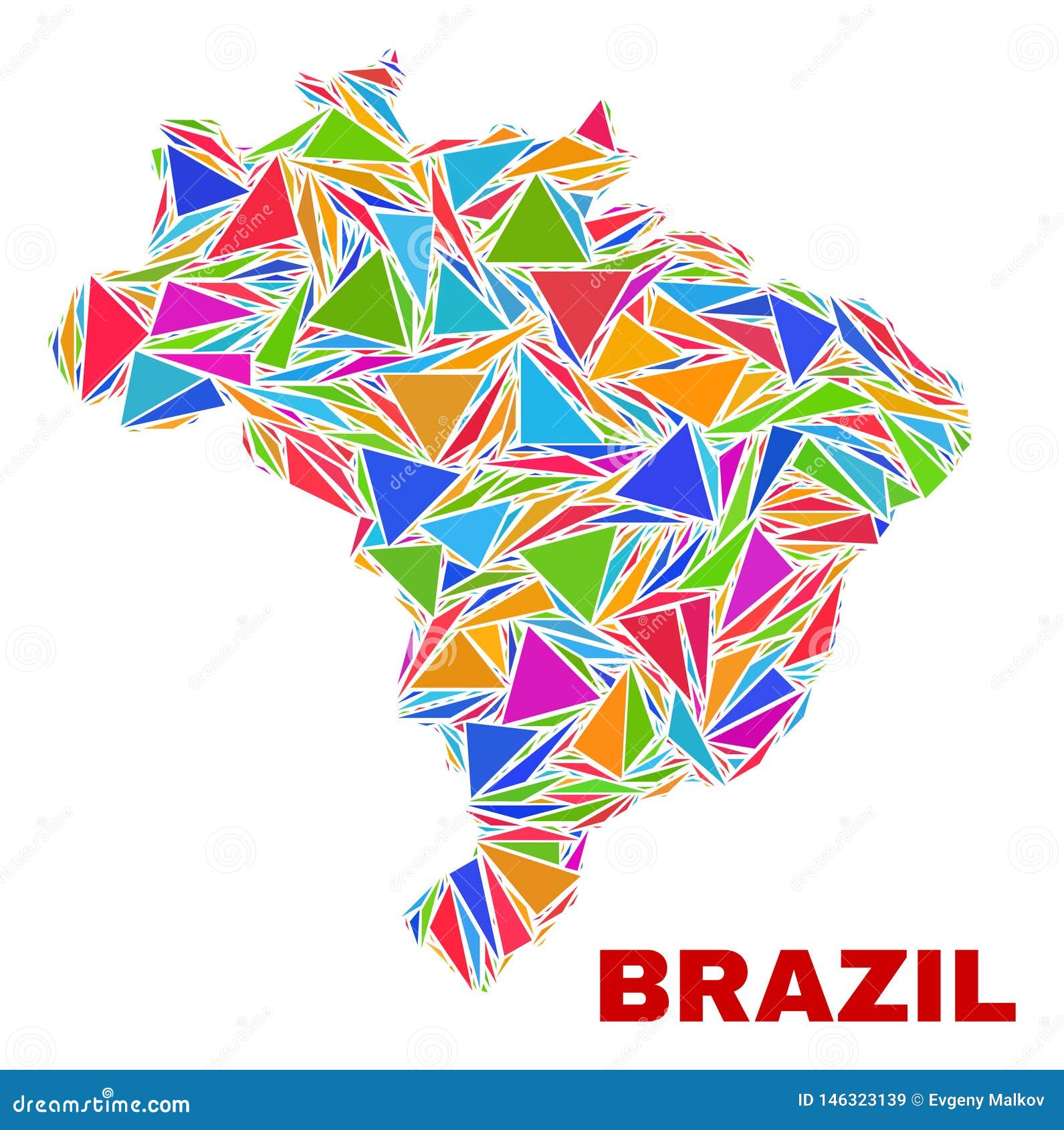 Brazil Map - Mosaic of Color Triangles Stock Vector - Illustration of ...