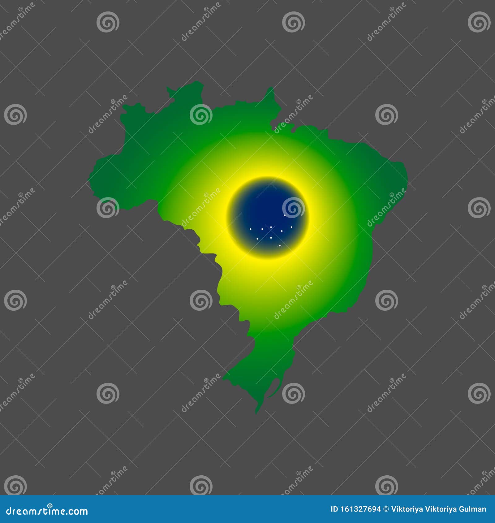 Brazil Map in National Colors on Grey Background Stock Vector ...