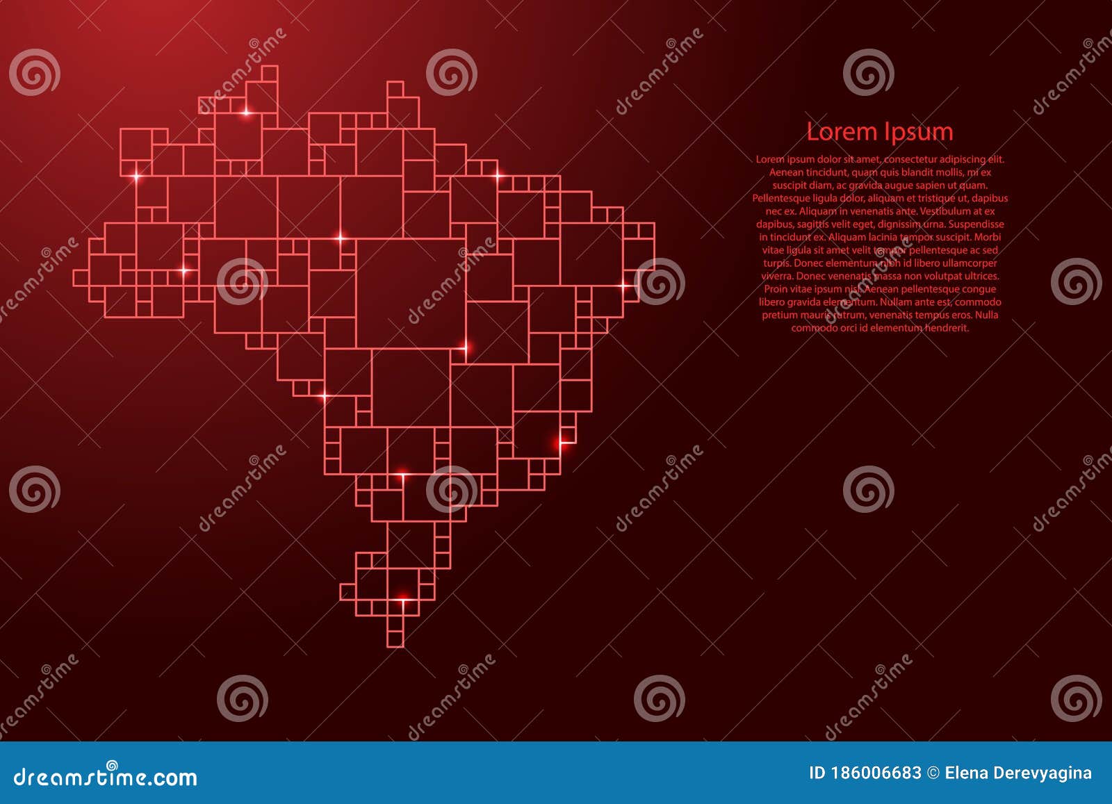 Brazil Map from Red Pattern from a Grid of Squares of Different Sizes ...