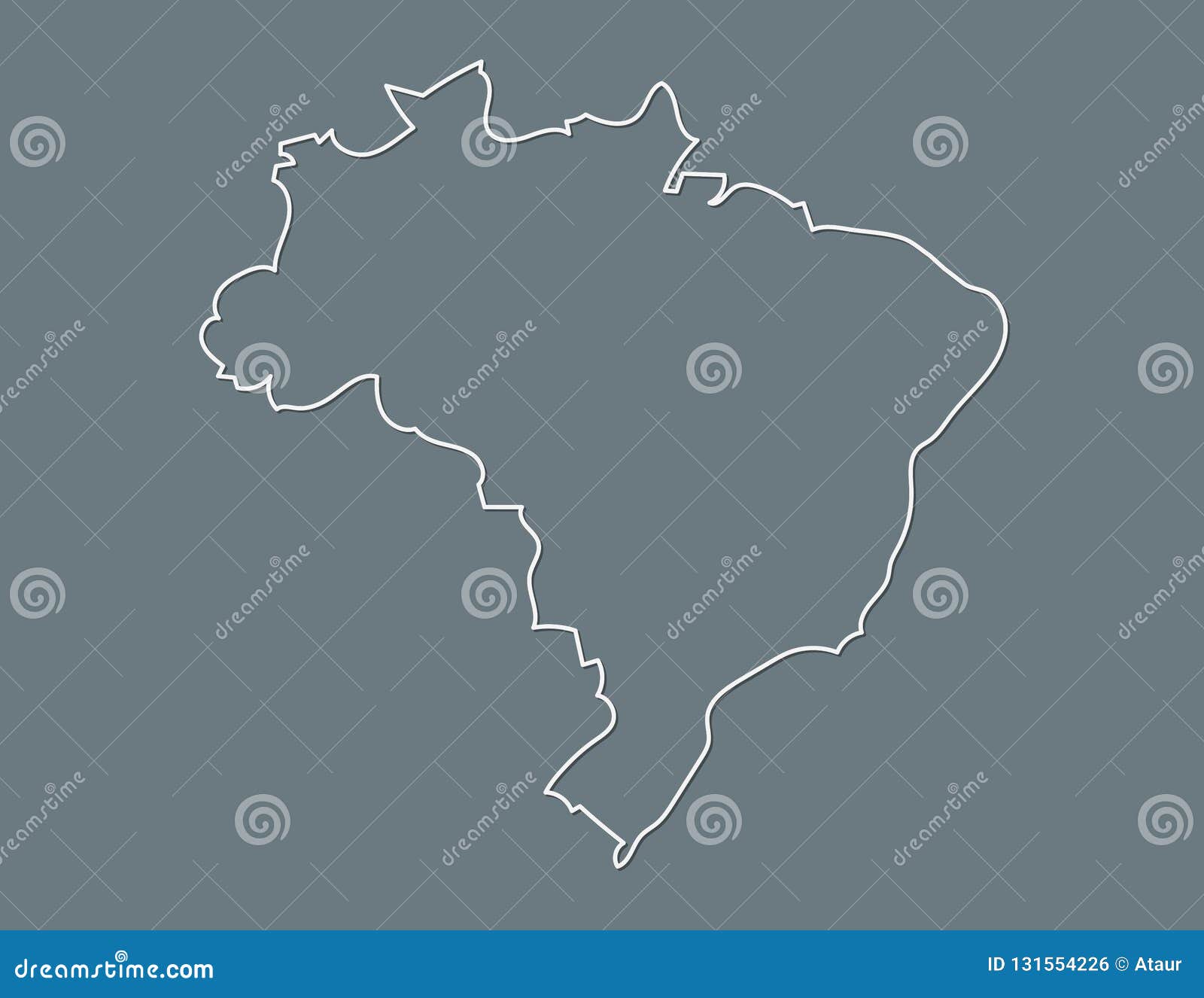 Brazil Map with Single White Line Border Stock Vector - Illustration of ...