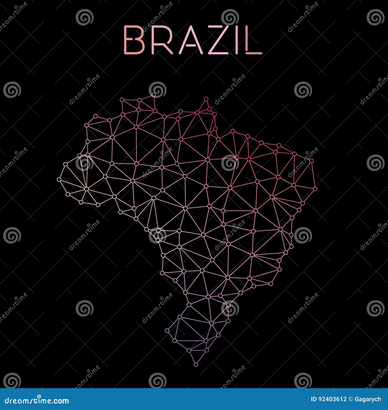 Brazil network map. stock vector. Illustration of geometric - 92403612