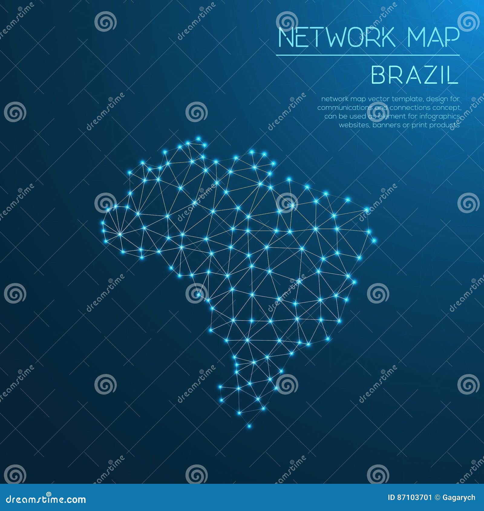 Brazil network map. stock vector. Illustration of dark - 87103701