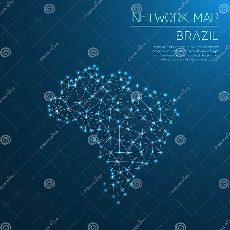 Brazil network map. stock vector. Illustration of dark - 87103701