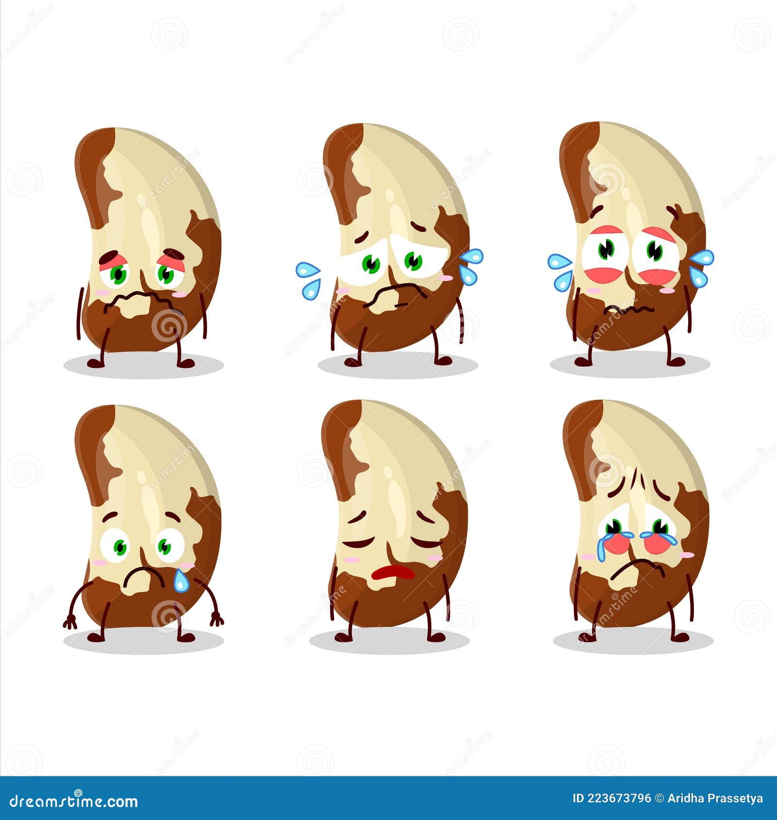 Brazil Nuts Cartoon Character with Sad Expression Stock Vector ...