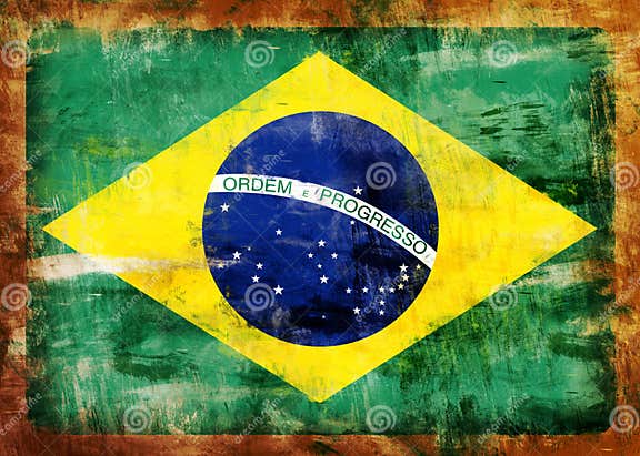 Brazil old painted flag stock illustration. Illustration of patriot ...