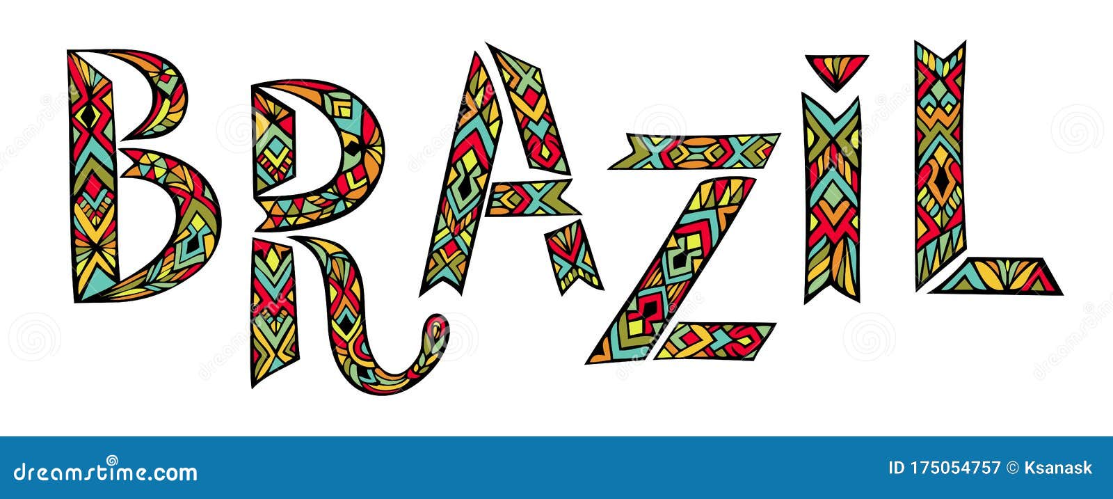 Brazil ornate word. stock vector. Illustration of background - 175054757