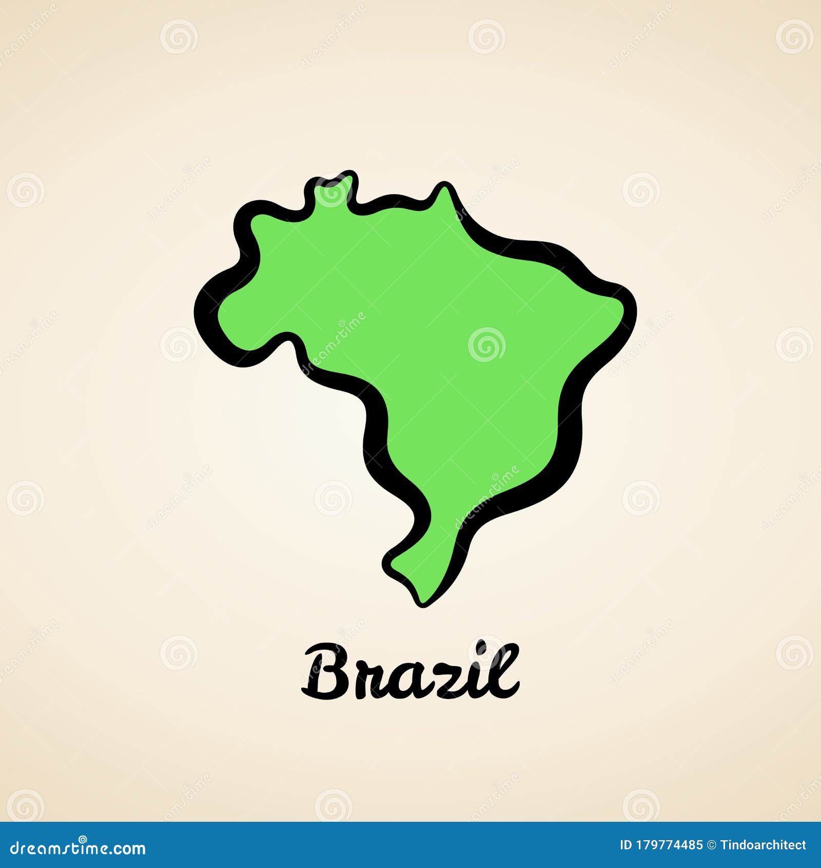 Brazil - Outline Map stock vector. Illustration of brasil - 179774485