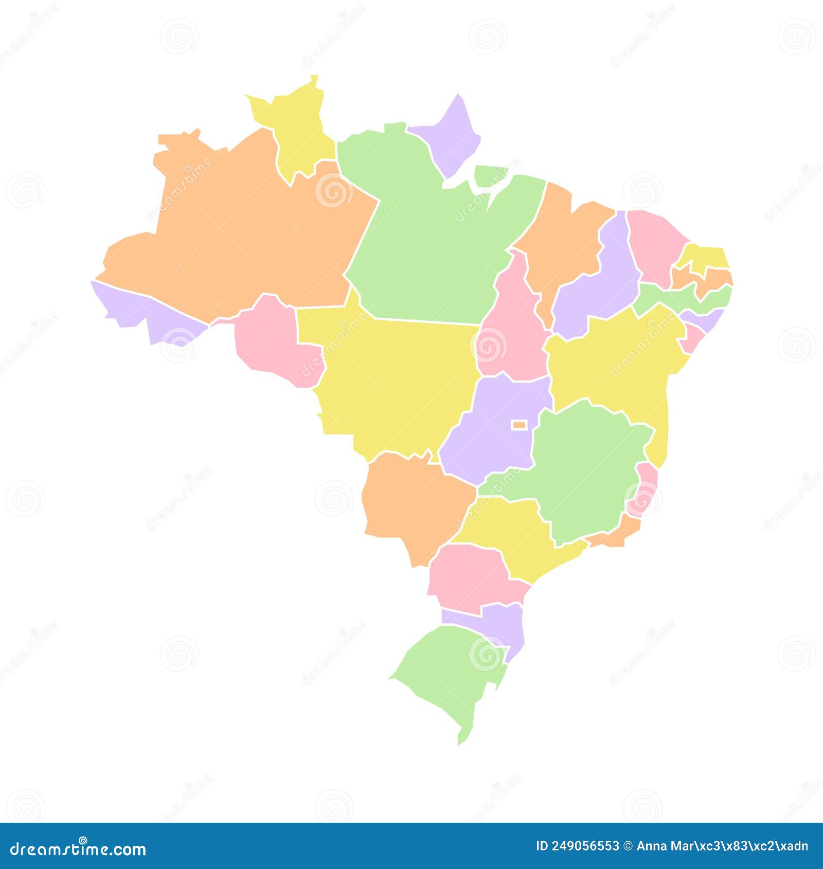 Brazil Political Map. Low Detailed Stock Vector - Illustration of ...
