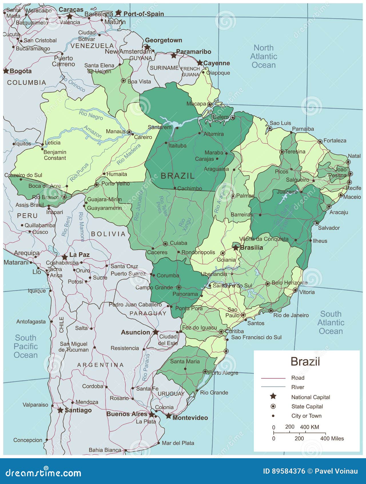 Brazil Political Map with Selectable Territories. Vector Stock Vector - Illustration of game ...