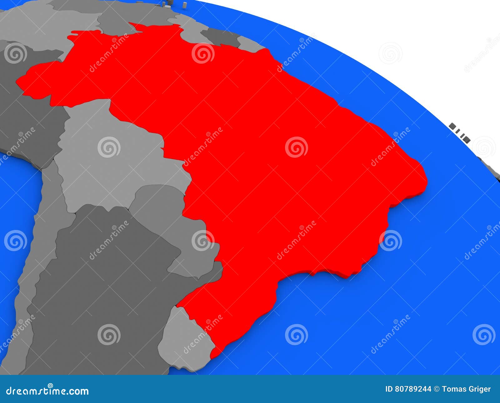 Brazil in red stock illustration. Illustration of borders - 80789244