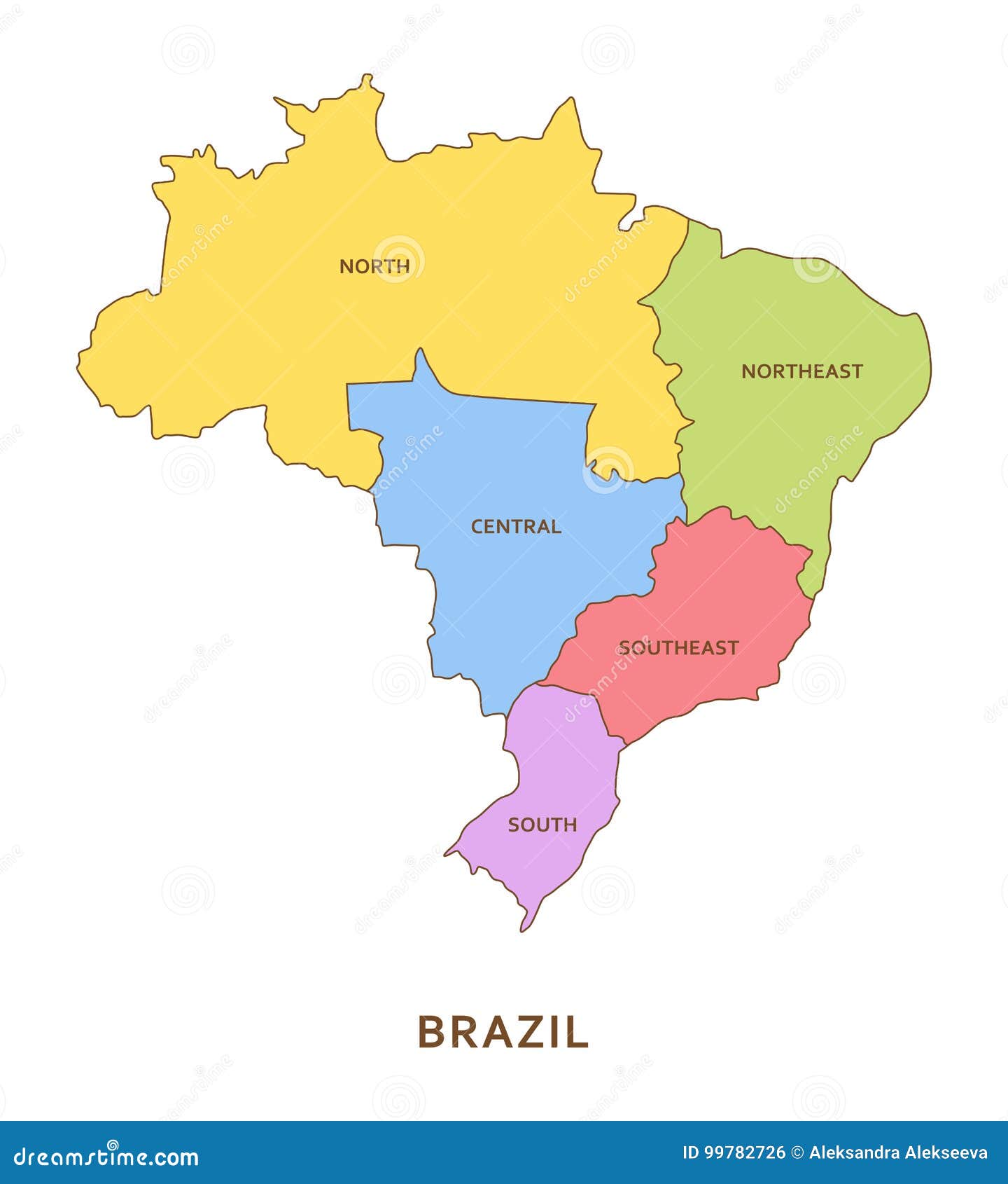 Brazil Regions, Vector Geography Background Stock Vector - Illustration ...