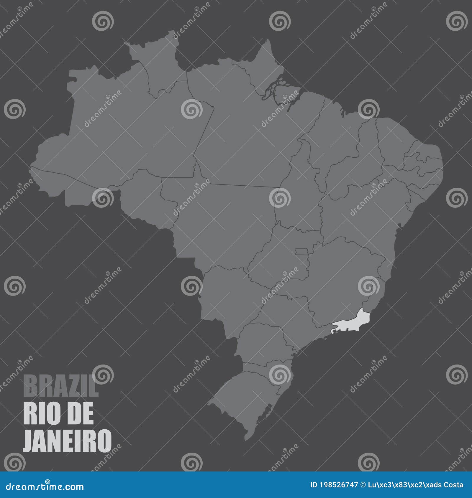 Brazil Rio De Janeiro State Map Stock Illustration - Illustration of ...