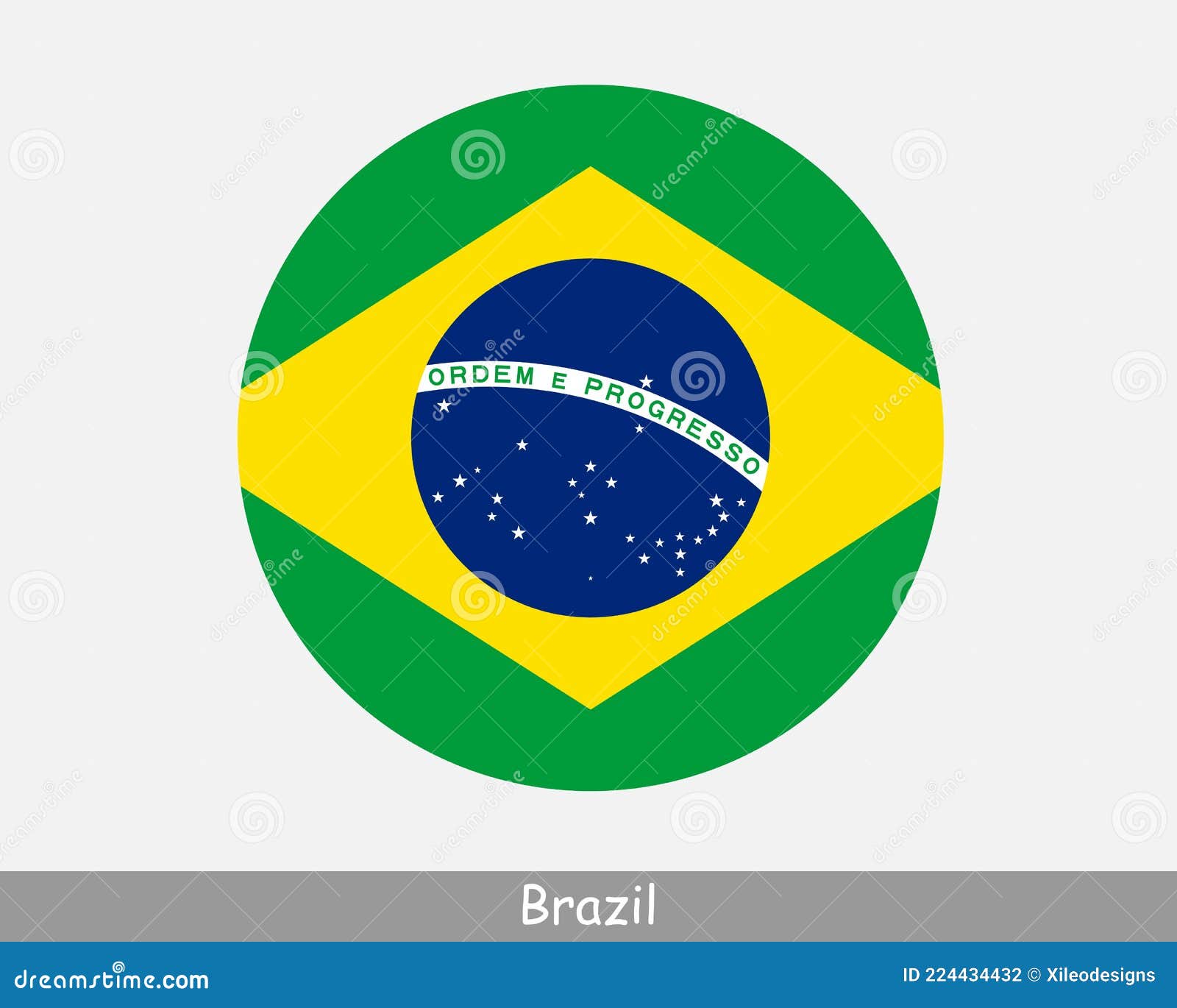 Brazil Round Circle Flag. Brazilian Circular Button Banner Icon Stock ...