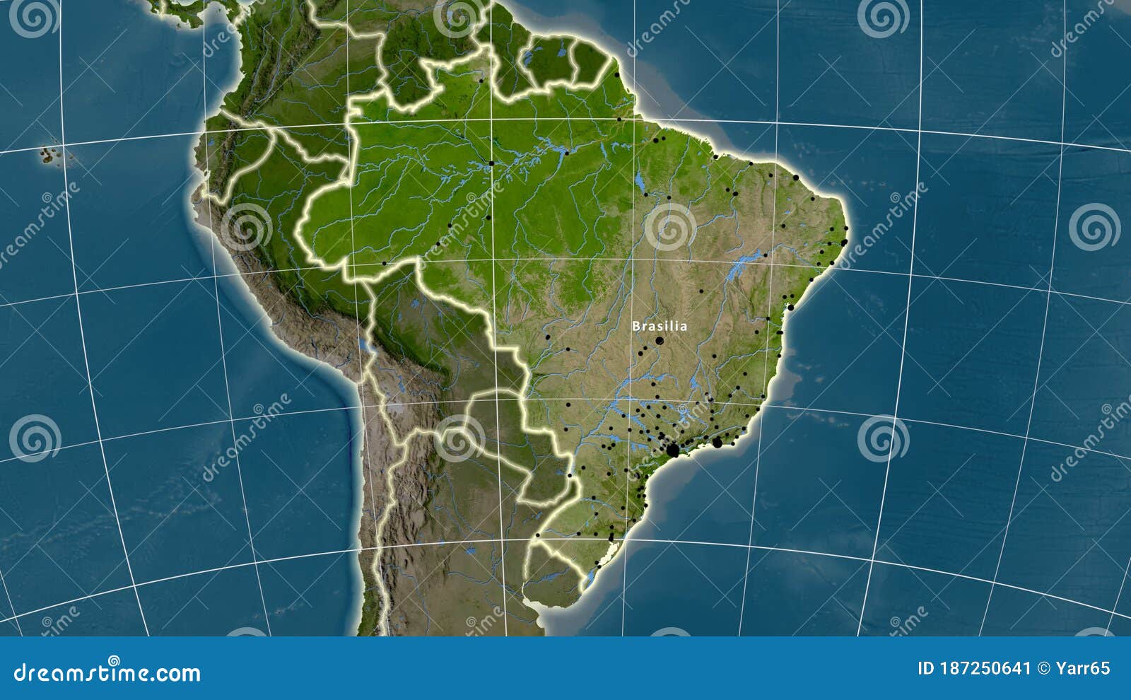 Brazil - Satellite. Composition, Borders Stock Illustration ...