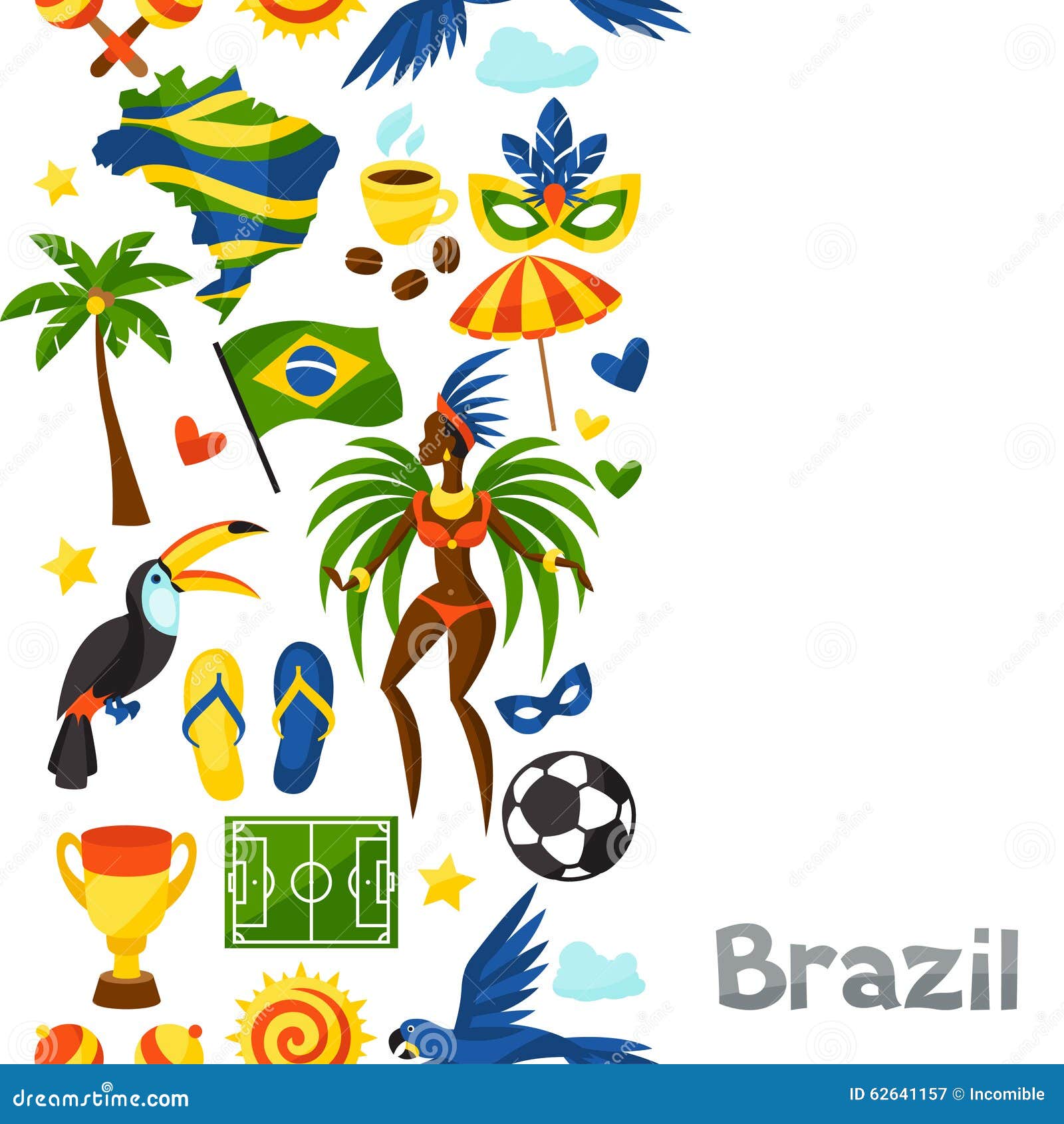 Brazil Seamless Pattern with Stylized Objects and Stock Vector ...