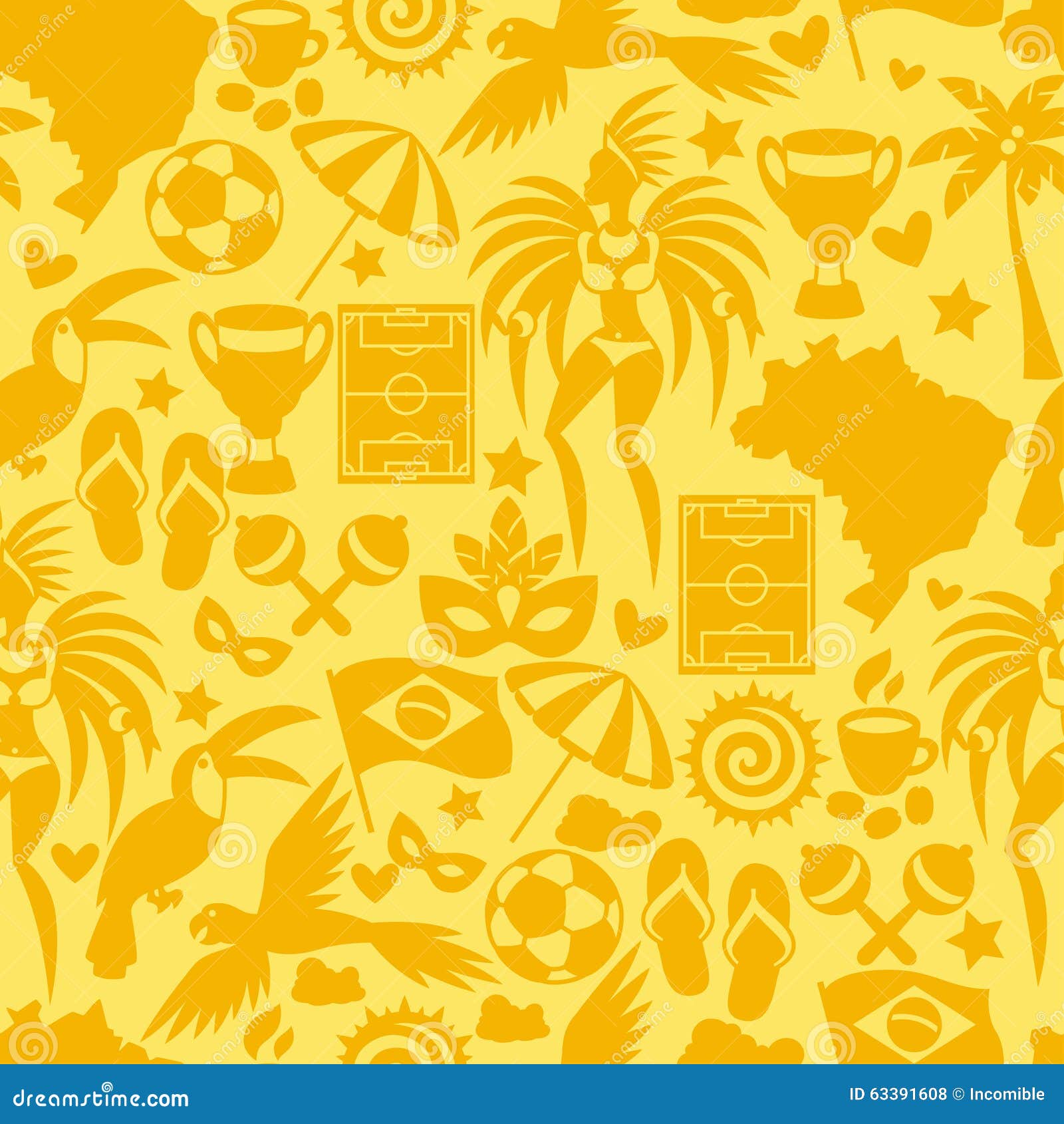 Brazil Seamless Pattern with Stylized Objects and Stock Vector ...