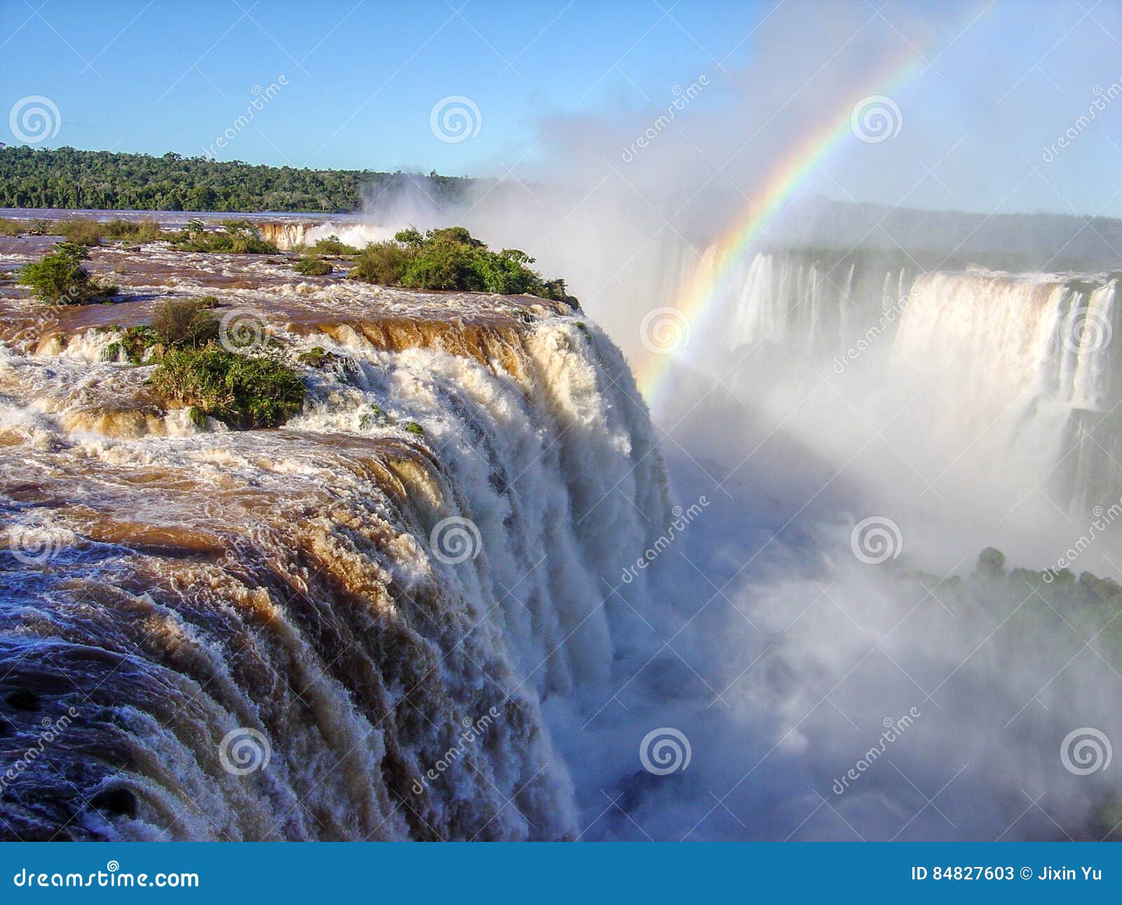 Brazil Side of Iguazu Falls and Rainbow Stock Image - Image of national ...