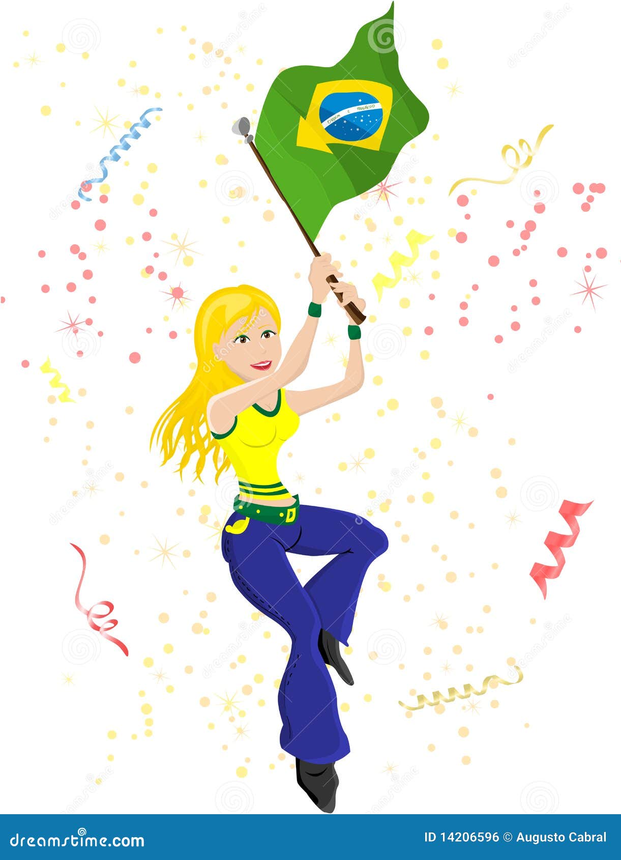 Brazil Soccer Fan stock vector. Illustration of sport - 14206596
