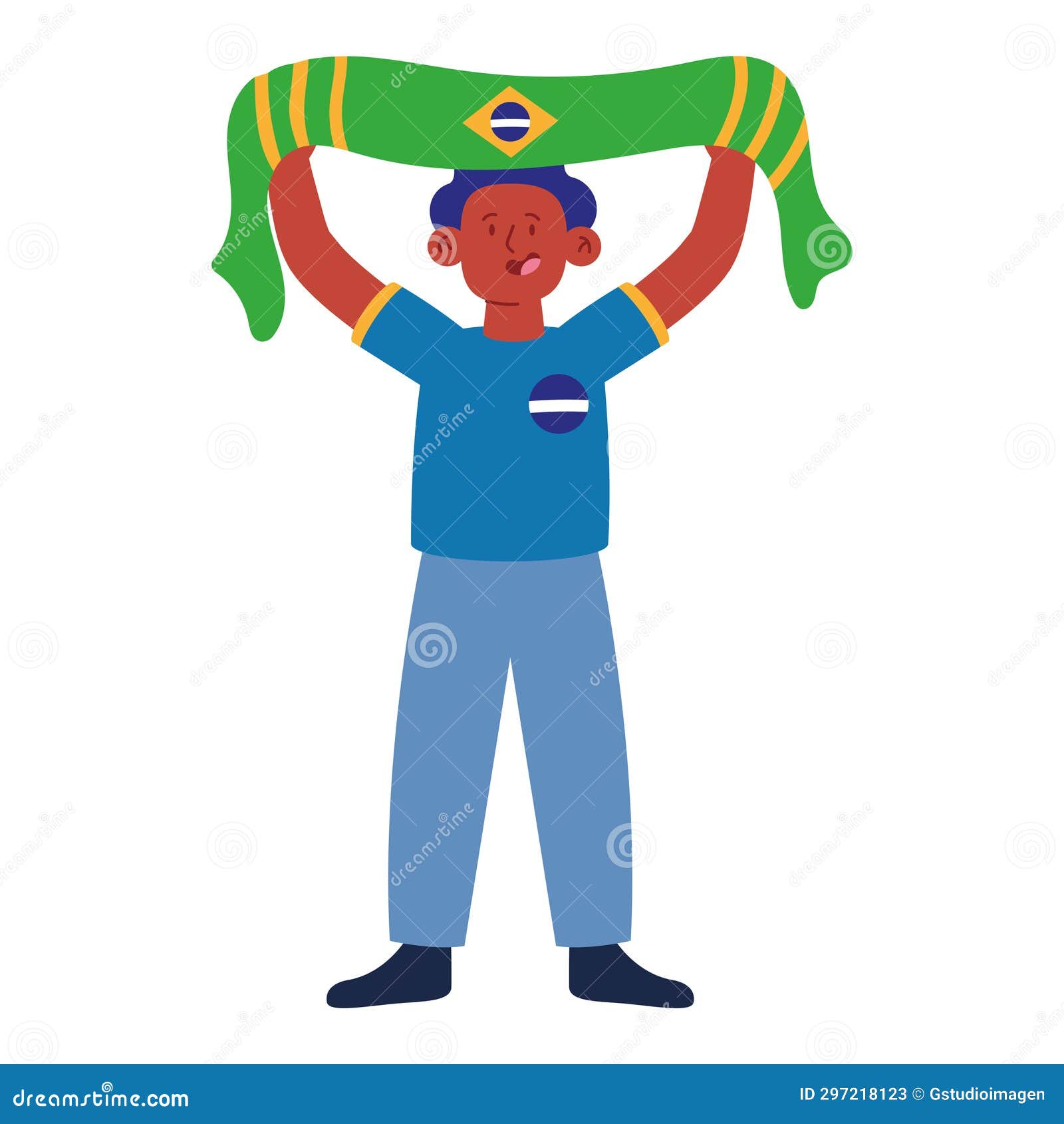 Brazil soccer fan stock vector. Illustration of football - 297218123