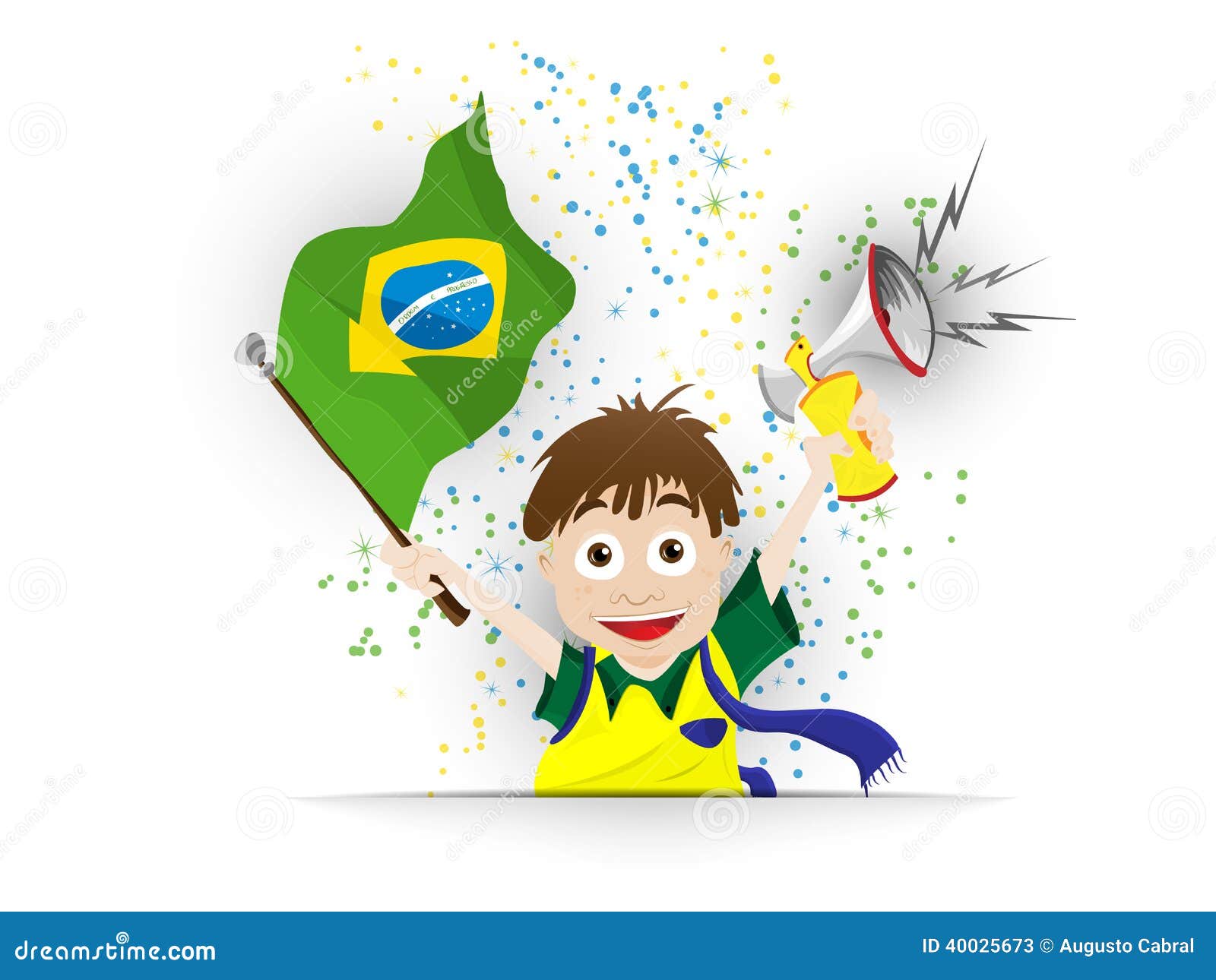 Brazil Sport Fan with Flag and Horn Stock Vector - Illustration of flag ...