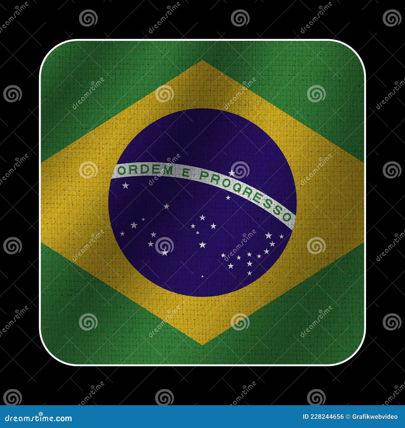 Brazil Square Flag, Fabric Pattern Texture, Black Background, 3D ...
