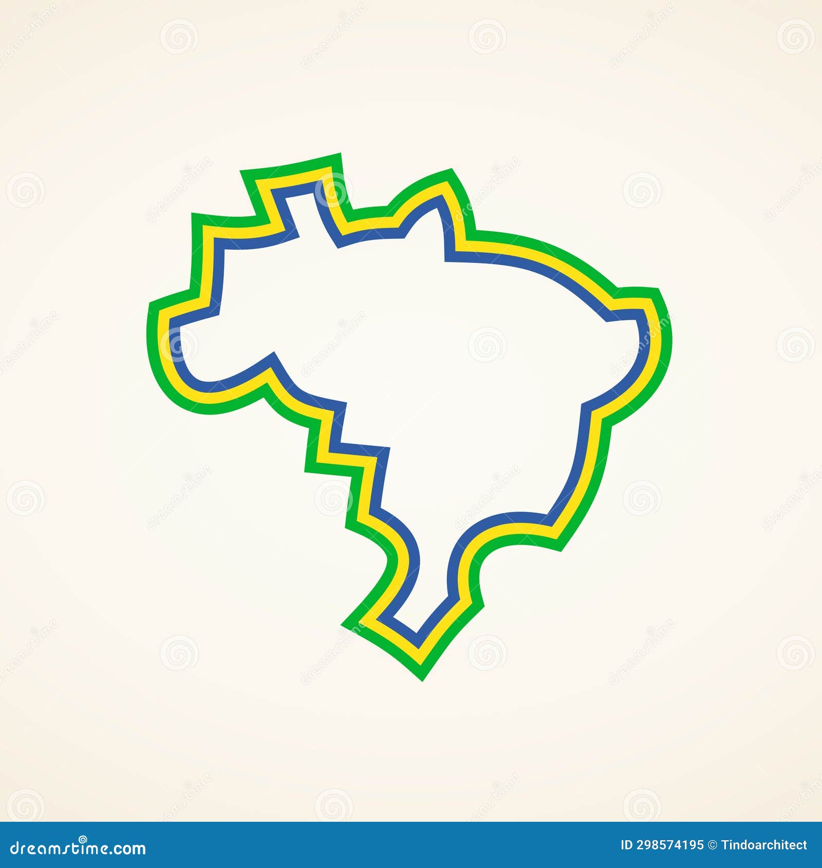 Brazil - Stylized Outline Map in Colors of the Flag Stock Vector ...