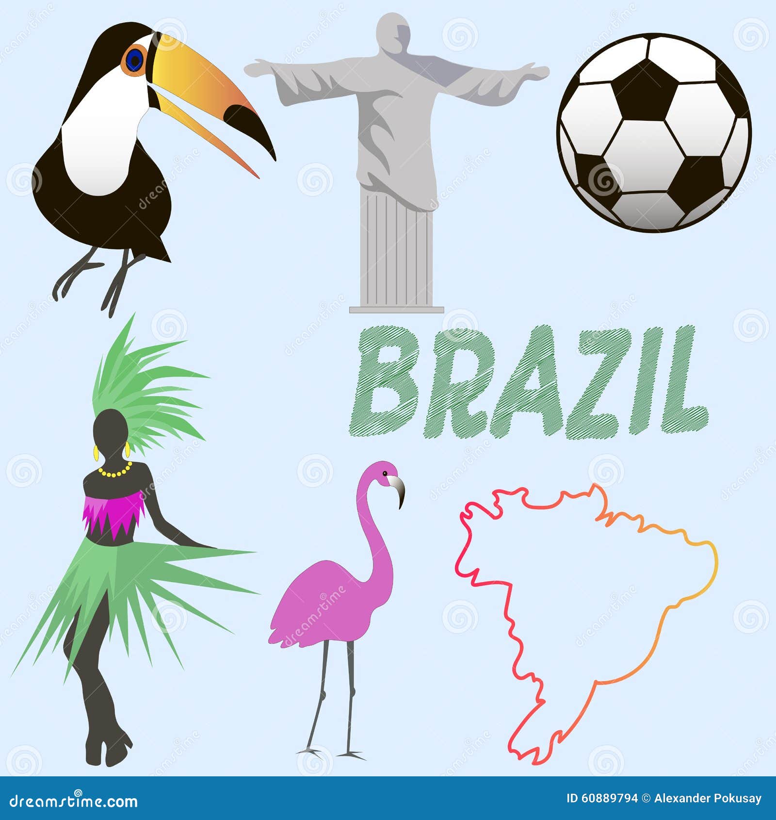 Brazil Symbols Vector Illustration Stock Vector - Illustration of beach ...