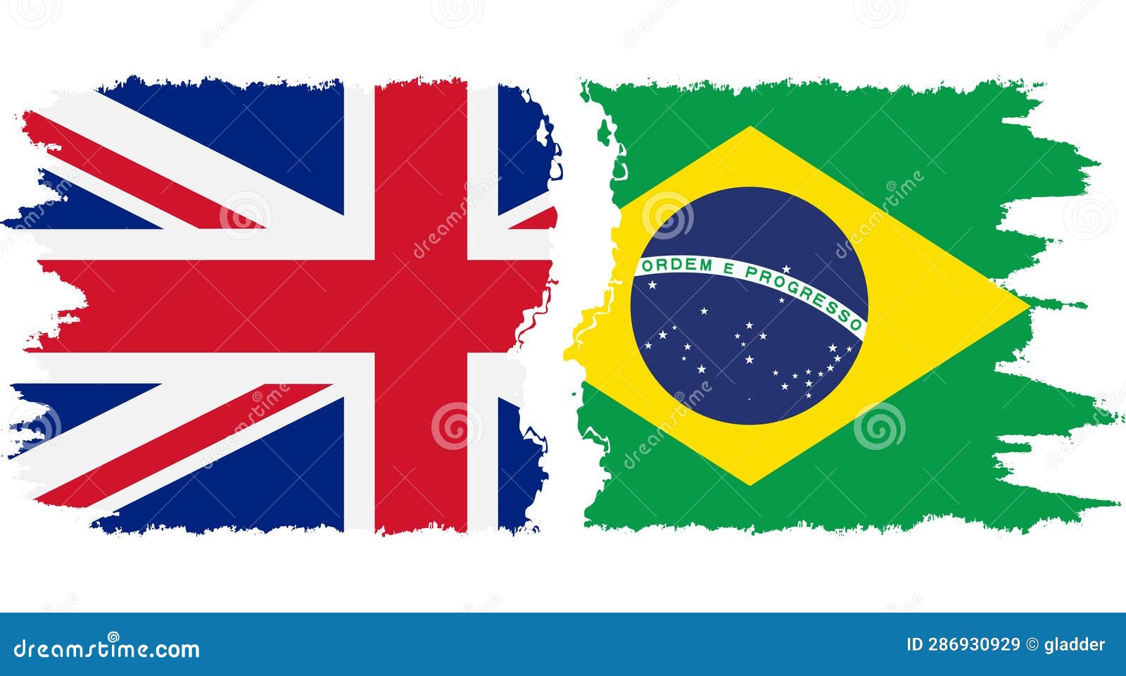 Brazil and UK Grunge Flags Connection Vector Stock Vector ...