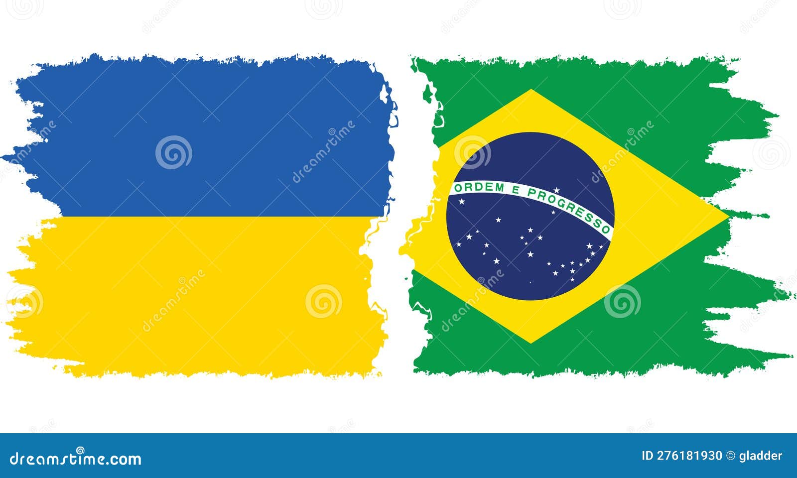 Brazil and Ukraine Grunge Flags Connection Vector Stock Vector ...