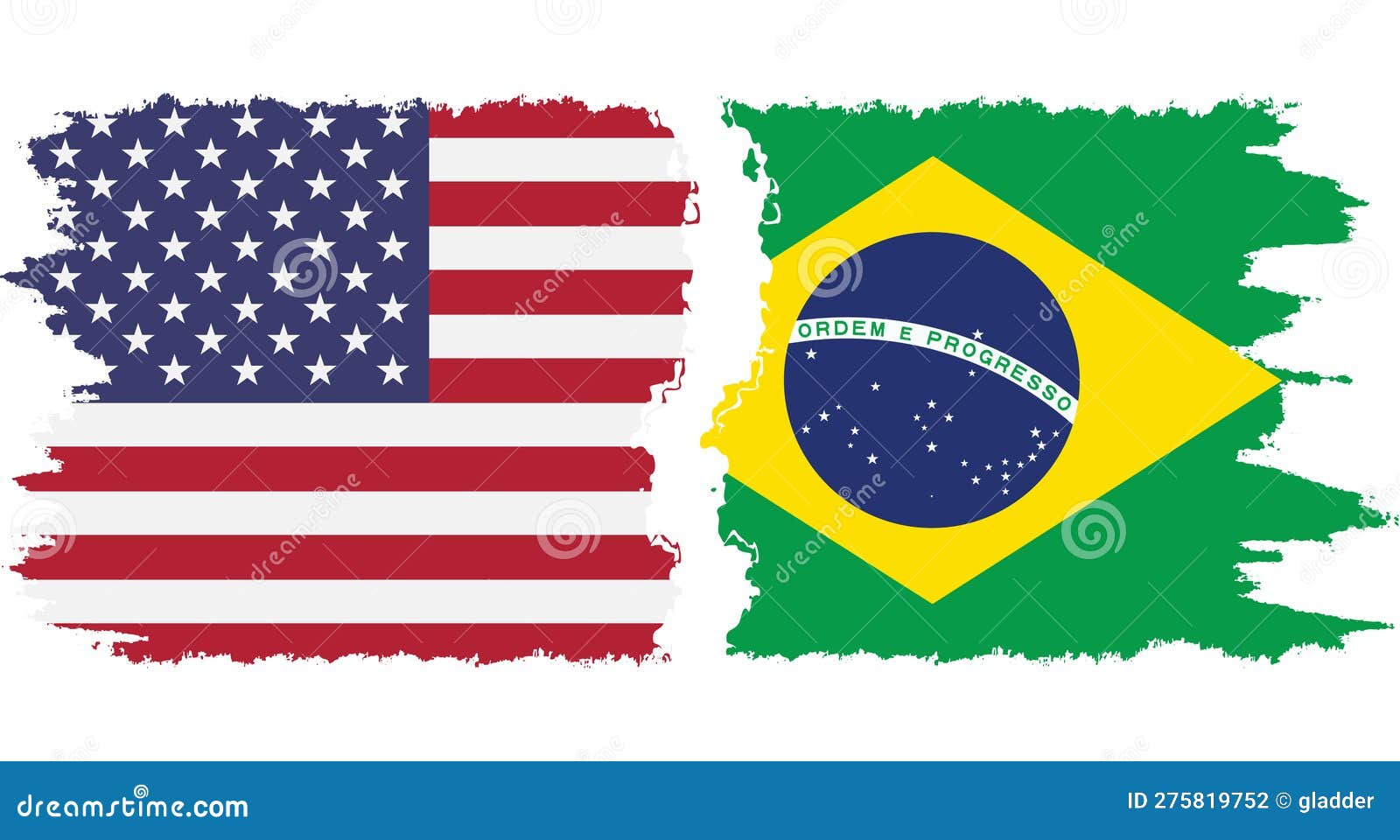 Brazil and USA Grunge Flags Connection Vector Stock Vector ...