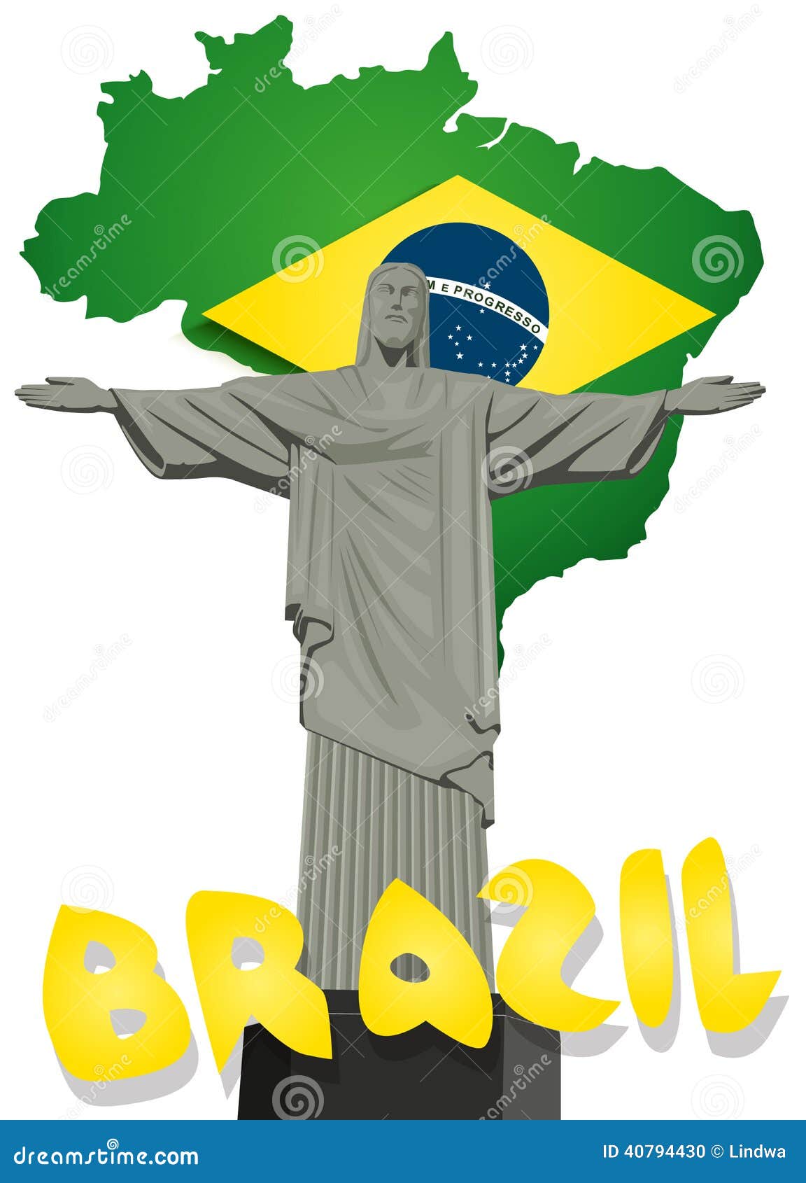 Brazil Vector with Christ the Redeemer Statue Editorial Image ...