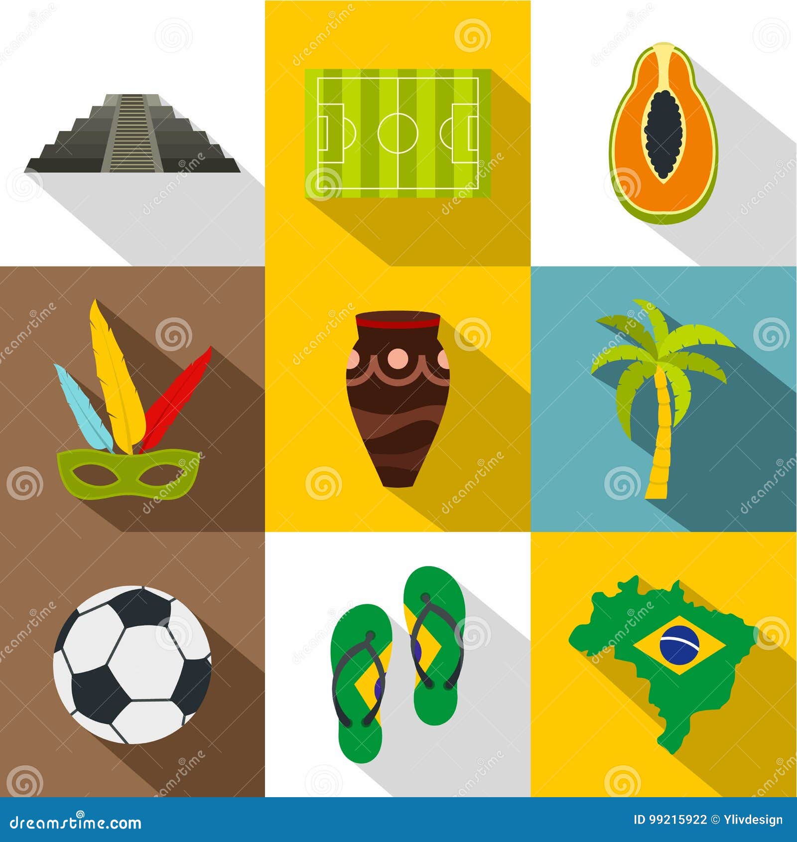 Brazilan Symbols Icon Set, Flat Style Stock Vector - Illustration of ... Brazilan Symbols Icon Set, Flat Style Stock Vector - Illustration of ...